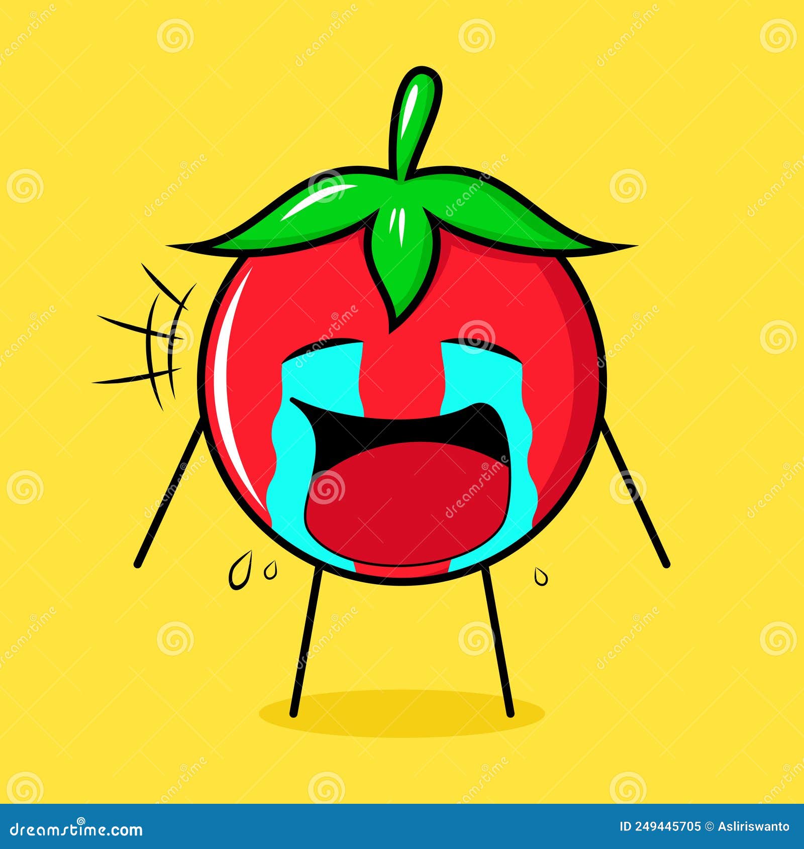 Cute Tomato Character with Crying Expression, Tears and Mouth Open ...