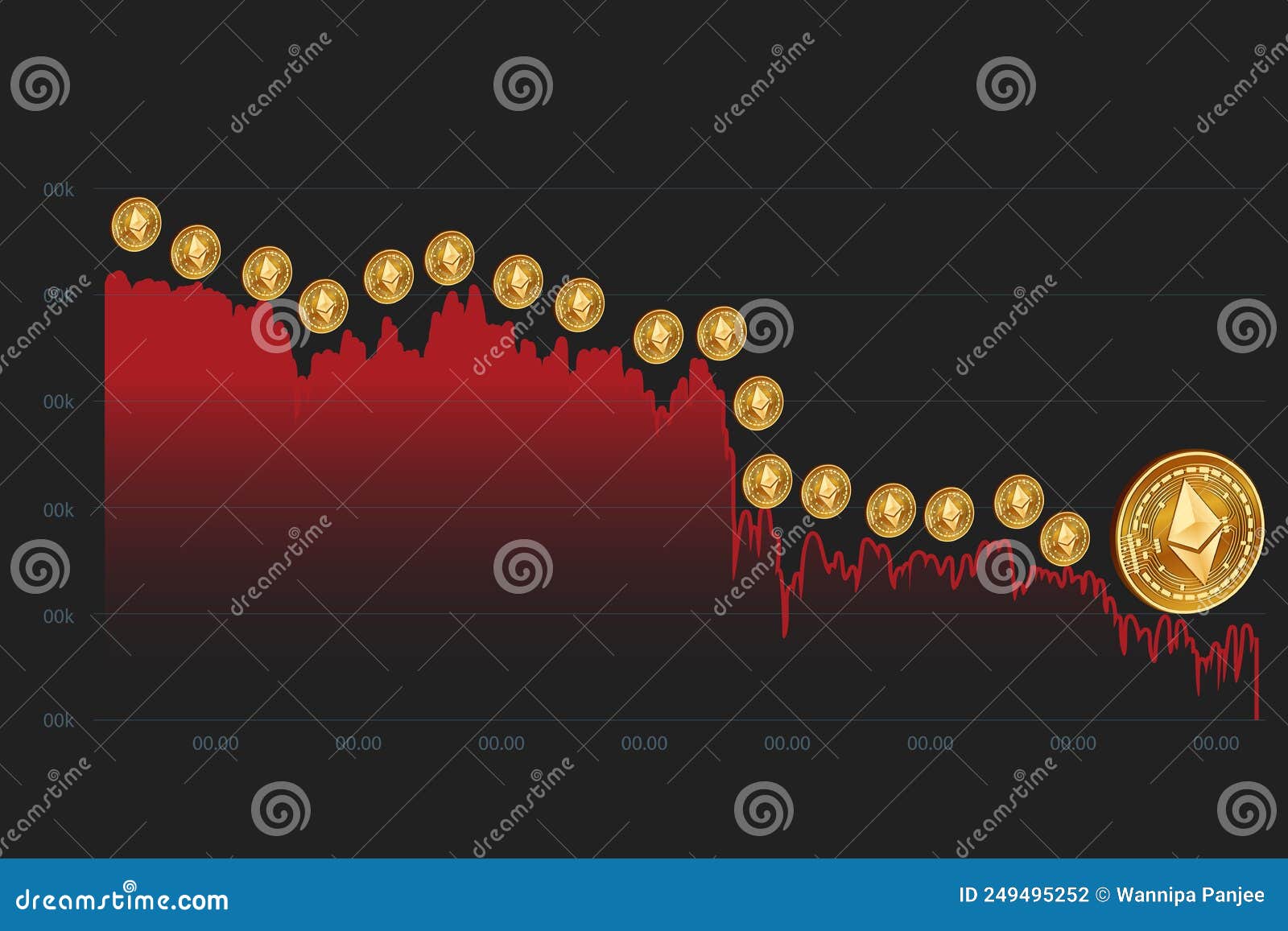 Bitcoin Cryptocurrency Low Price Chart Stock Vector - Illustration of ...