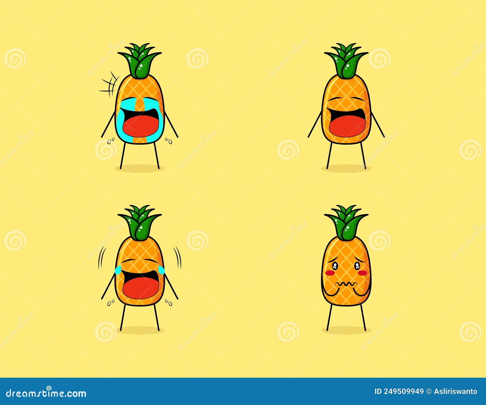 Crying Pineapple Cartoon Character Emote Vector Illustration ...