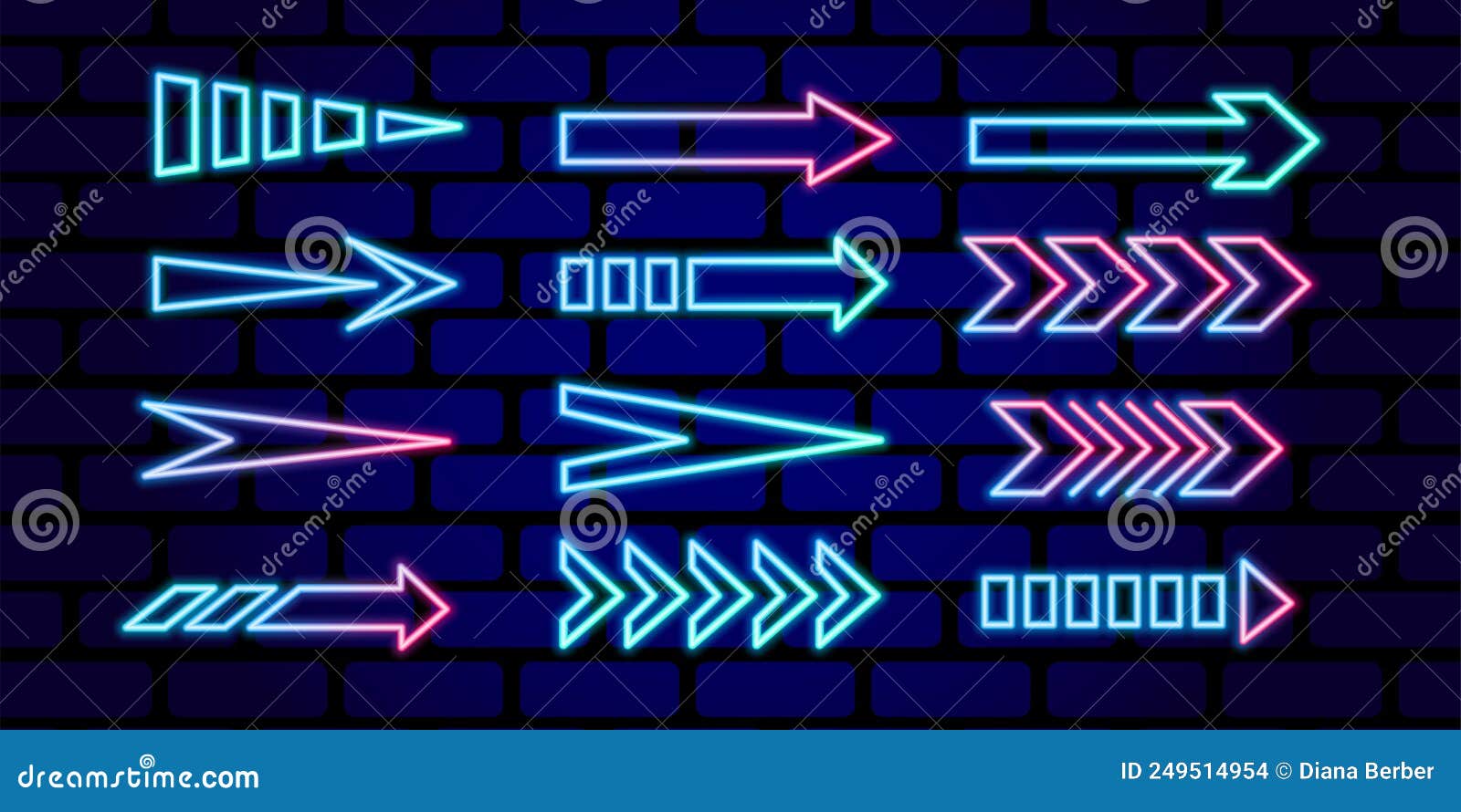 Neon Glowing Arrows and Direction Signs Stock Vector - Illustration of ...