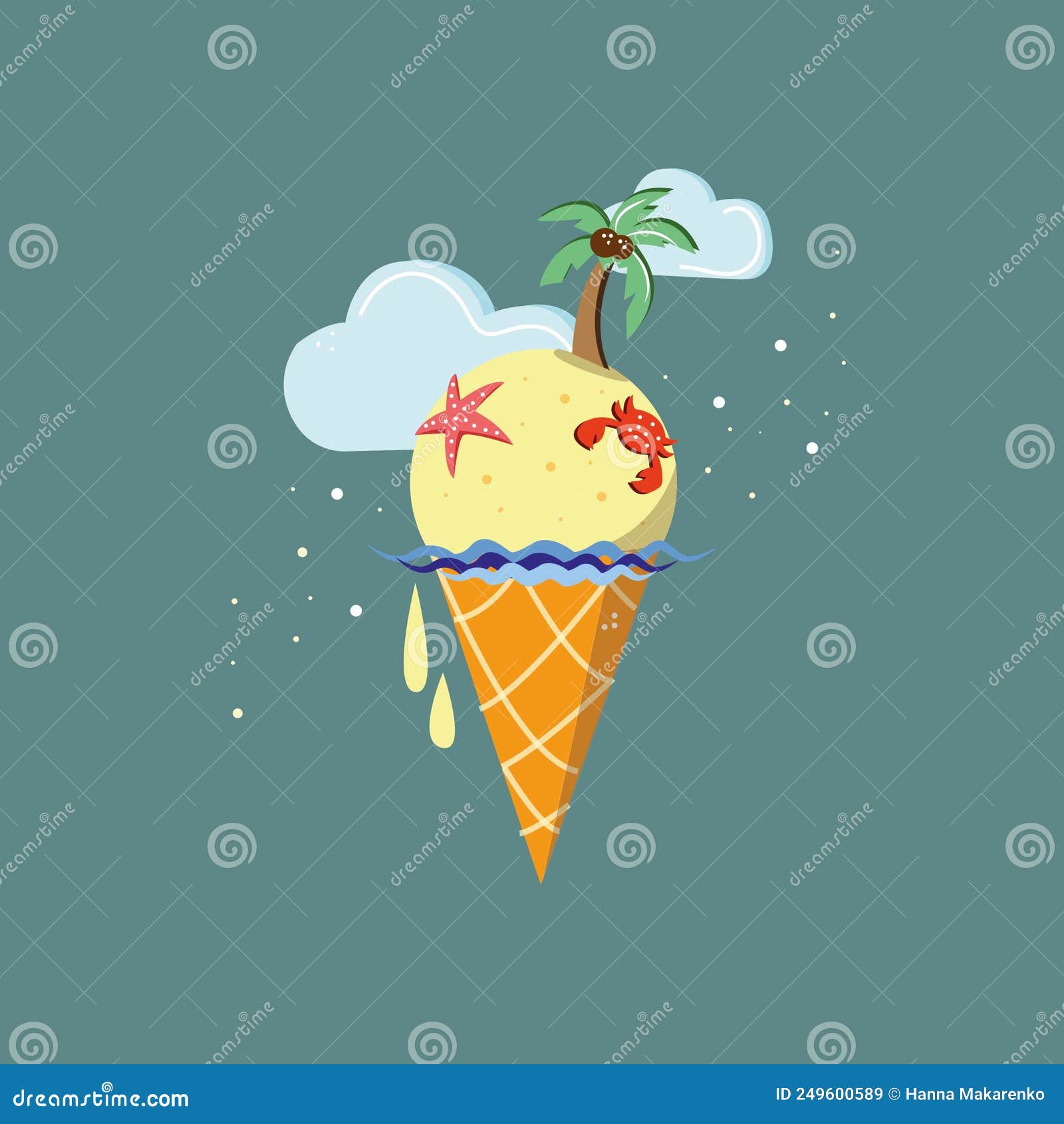 Delicious Sweet Ice Cream in the Form of an Island Stock Vector ...