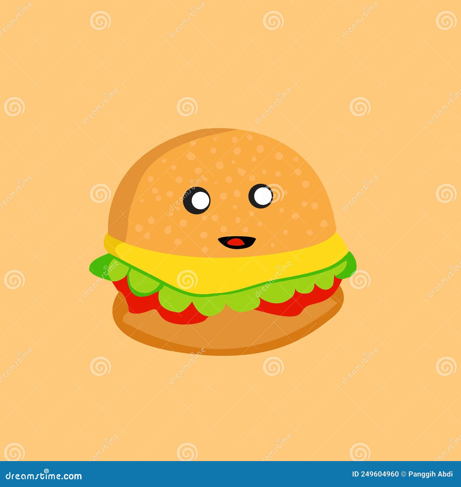 Kawaii Cute Burger in Doodle Style Stock Vector - Illustration of ...