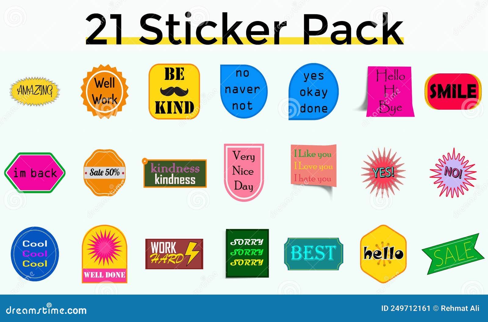Sticker Pack with Emoji Collection of Trendy Pins Set on White ...