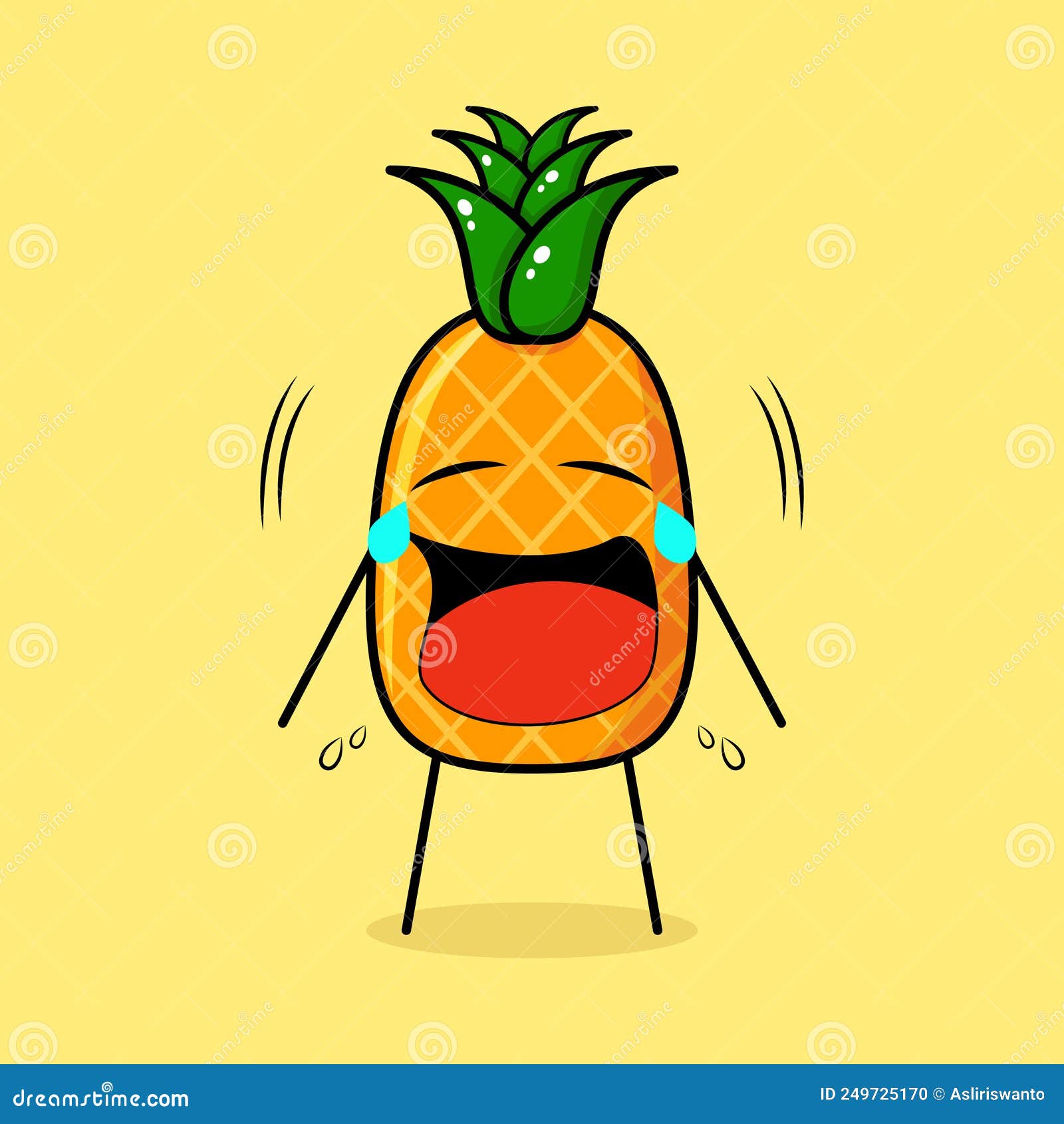 Crying Pineapple Cartoon Character Emote Vector Illustration ...