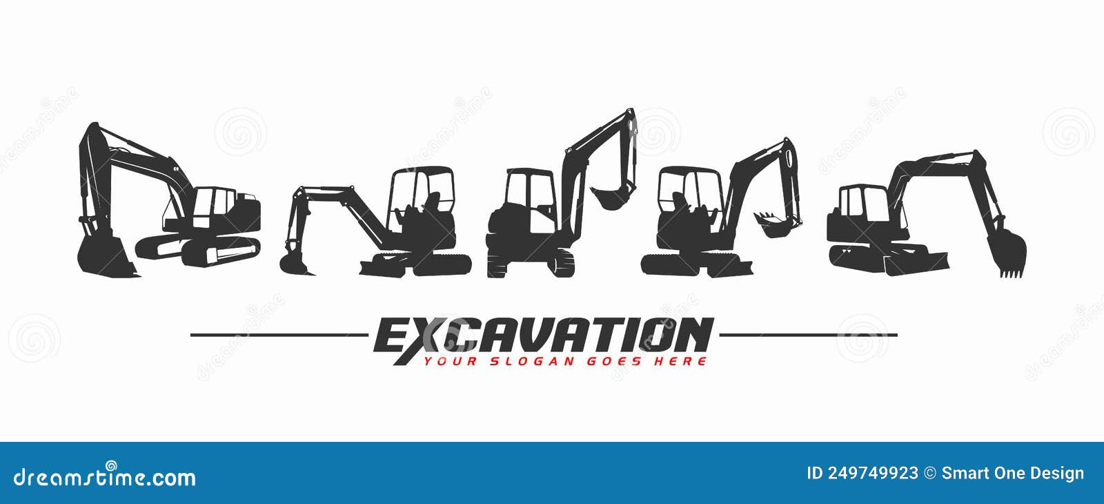 Excavator and Backhoe Logo Vector Template Stock Vector - Illustration ...