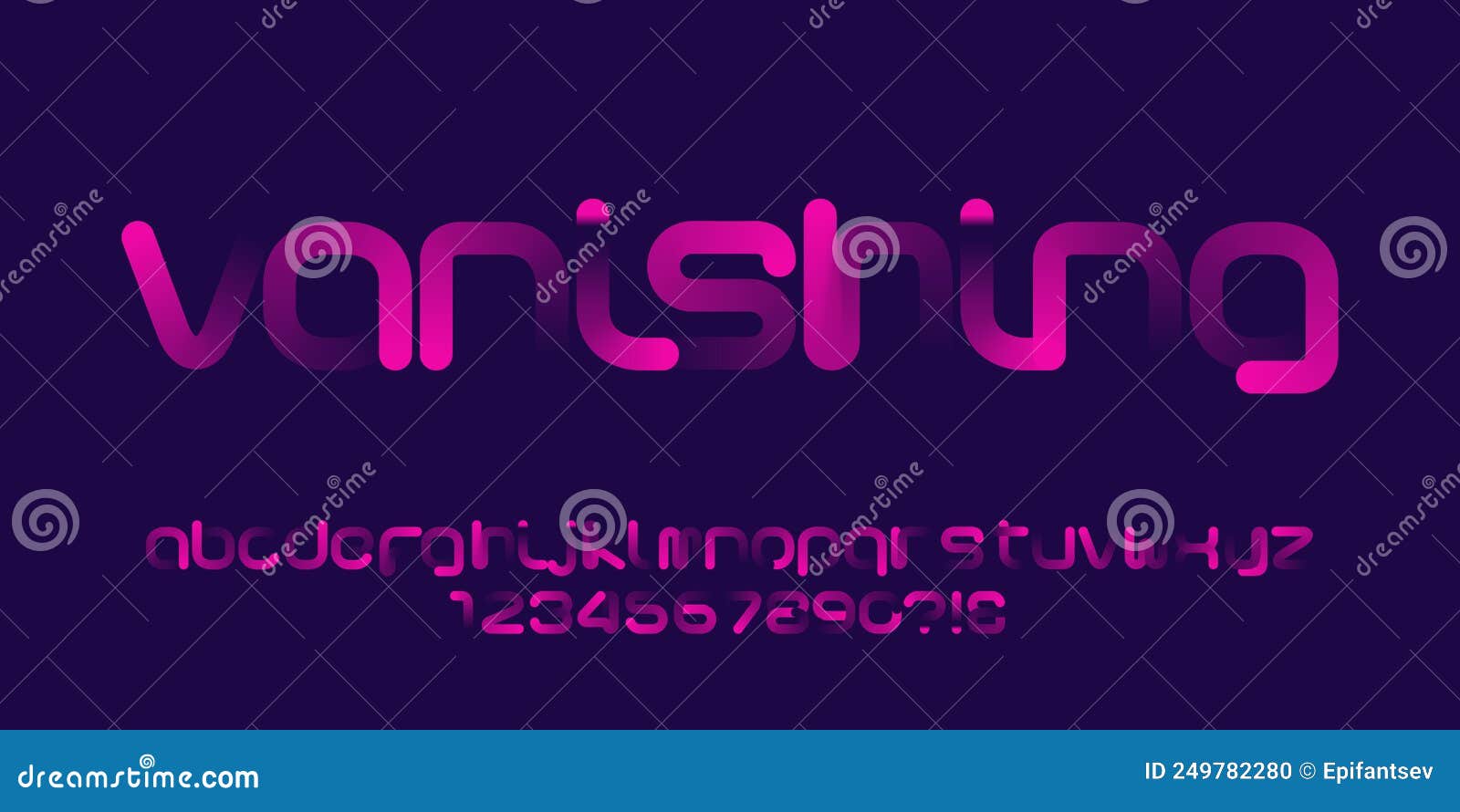 Vanishing Alphabet Font. Futuristic Letters and Numbers with Gradient ...