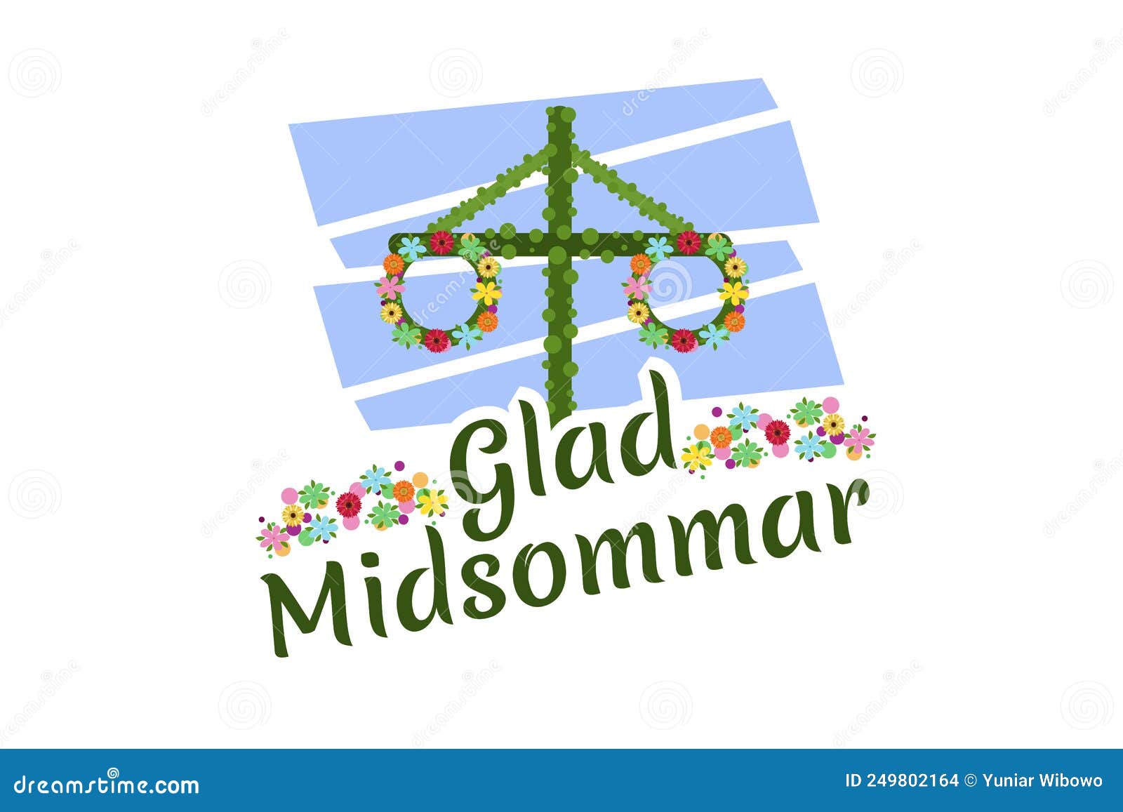 Happy Midsummer Greeting Poster. Floral Wreath And Lettering Glad ...
