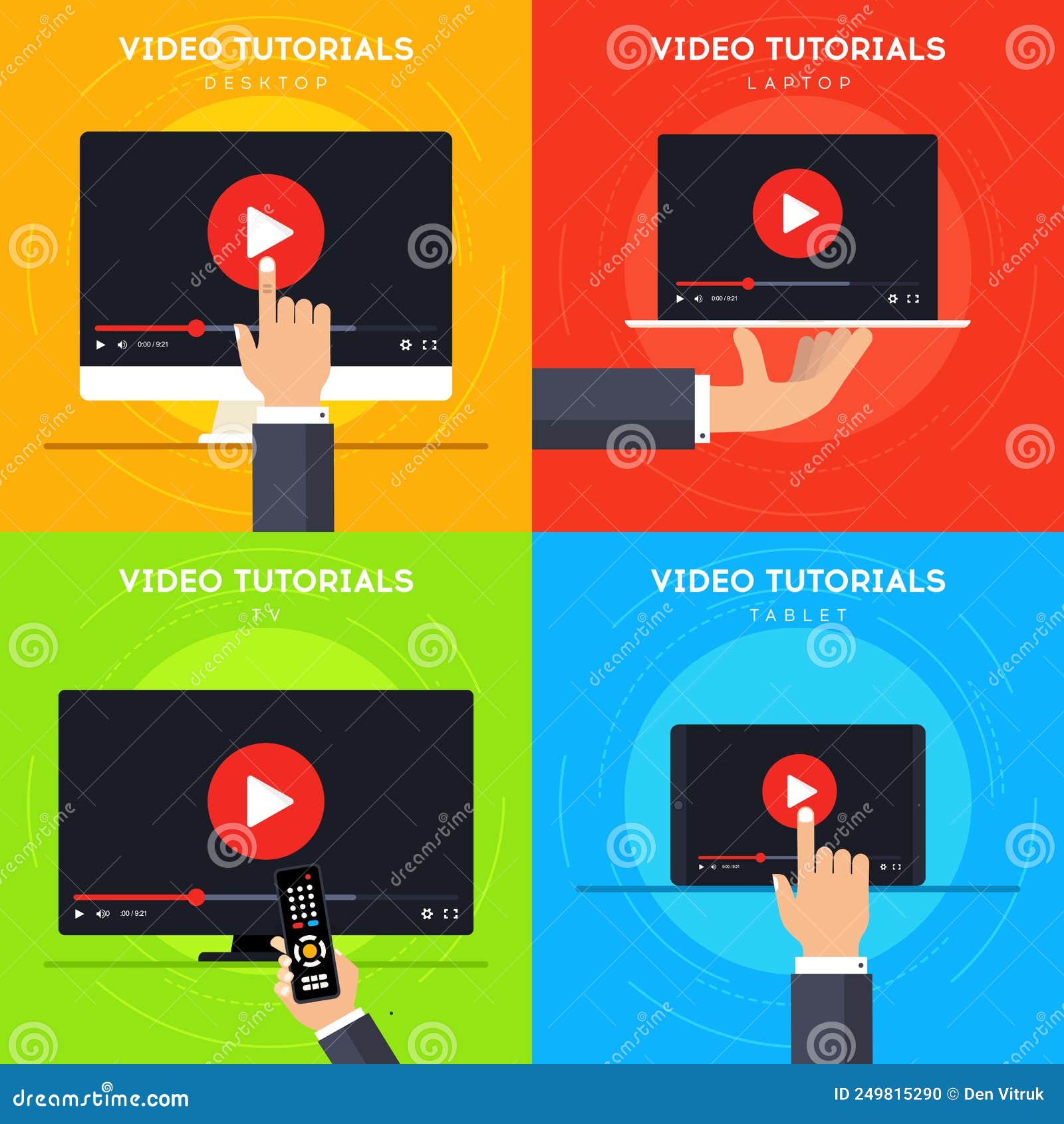 Video Tutorials Concepts Collection, Desktop, Laptop, TV and Tablet ...