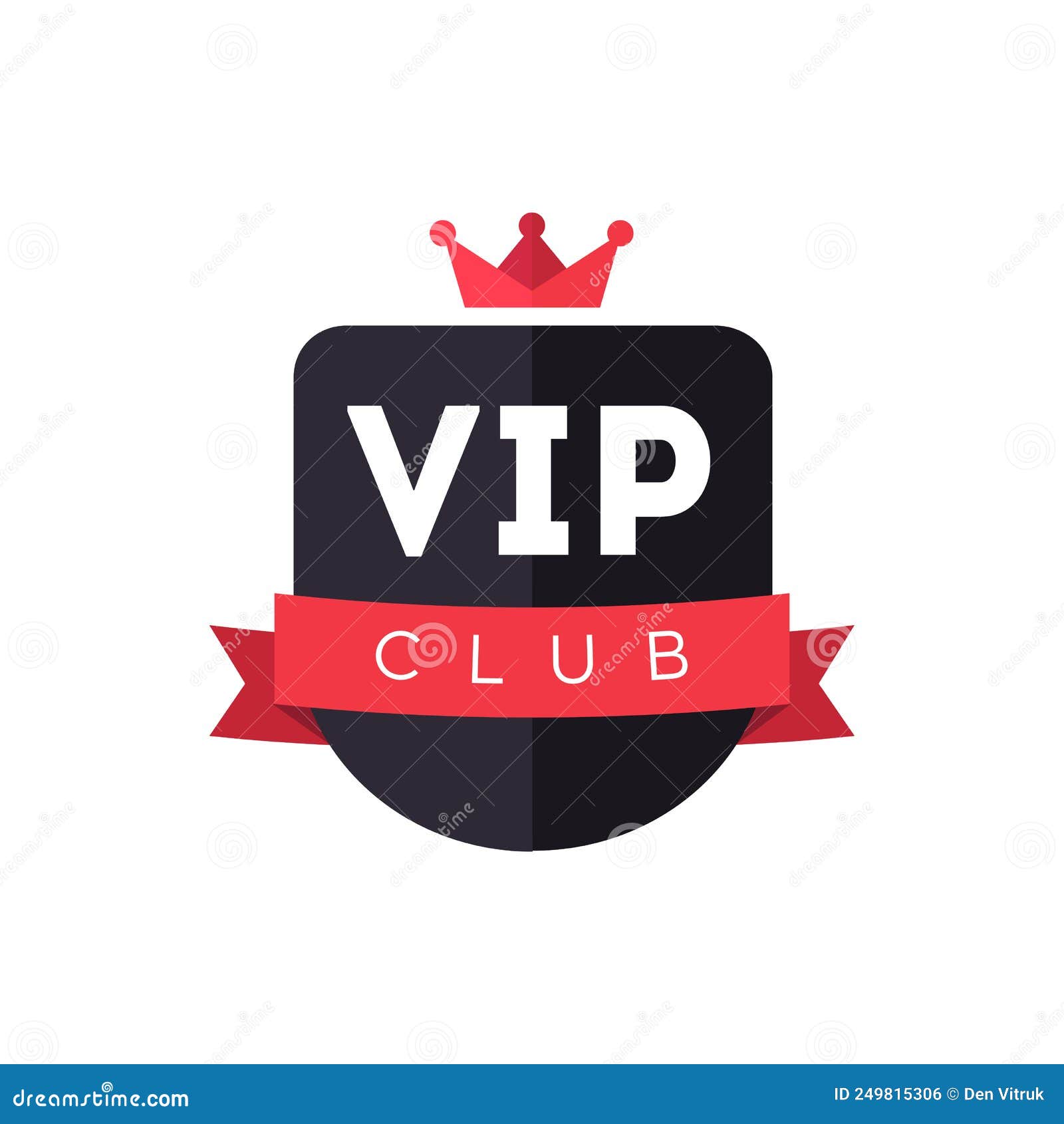 Vip Club Exclusive Member Logo with Crown and Ribbon Stock Vector ...