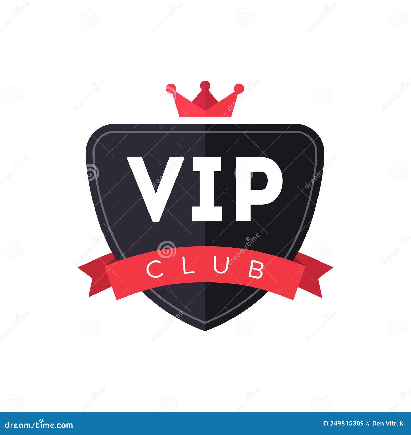 Vip Club Exclusive Member Logo with Crown and Ribbon Stock Vector ...