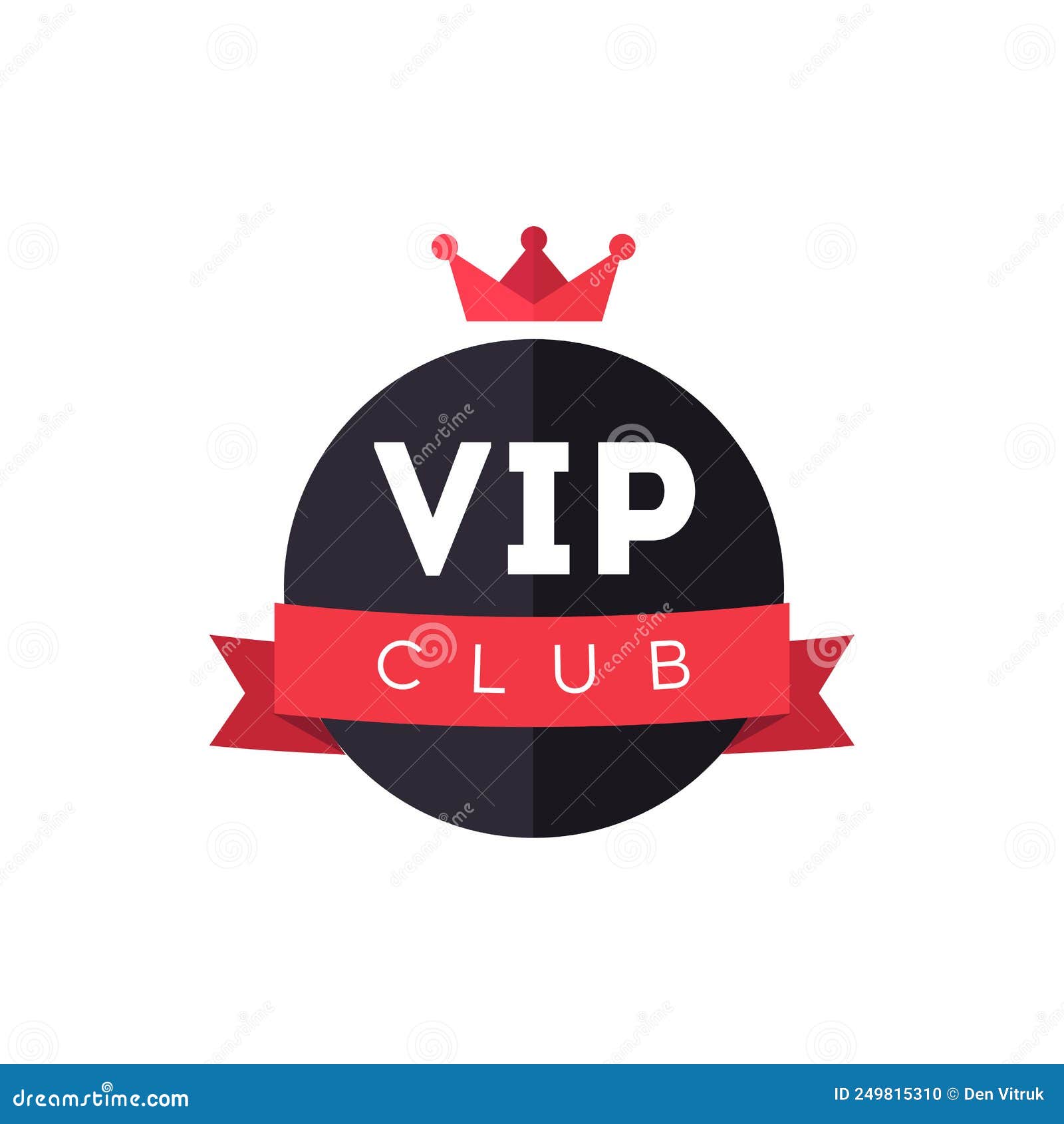 Vip Club Exclusive Member Logo with Crown and Ribbon Stock Vector ...