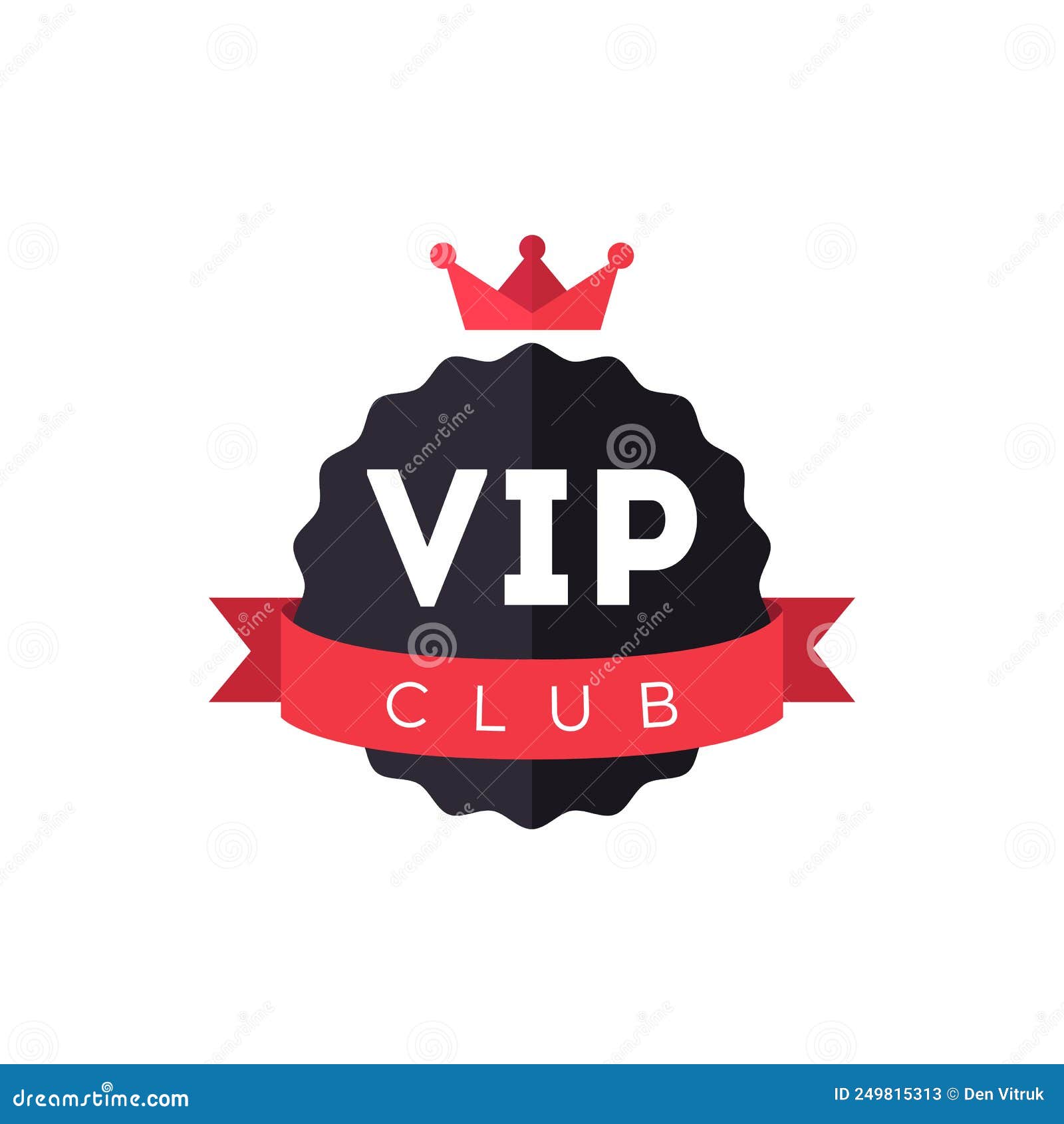 Vip Club Exclusive Member Logo with Crown and Ribbon Stock Vector ...