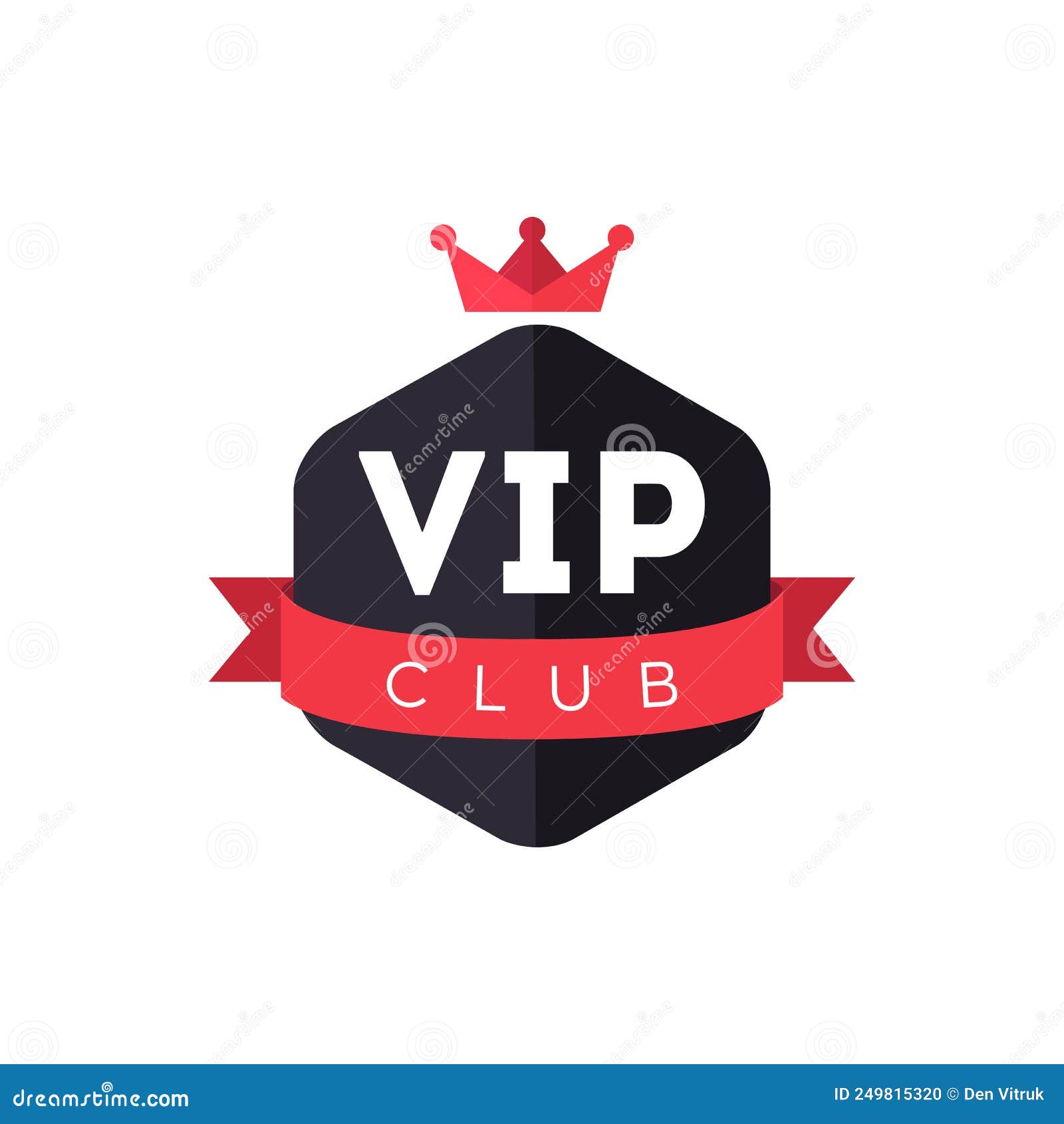 Vip Club Exclusive Member Logo with Crown and Ribbon Stock Vector ...