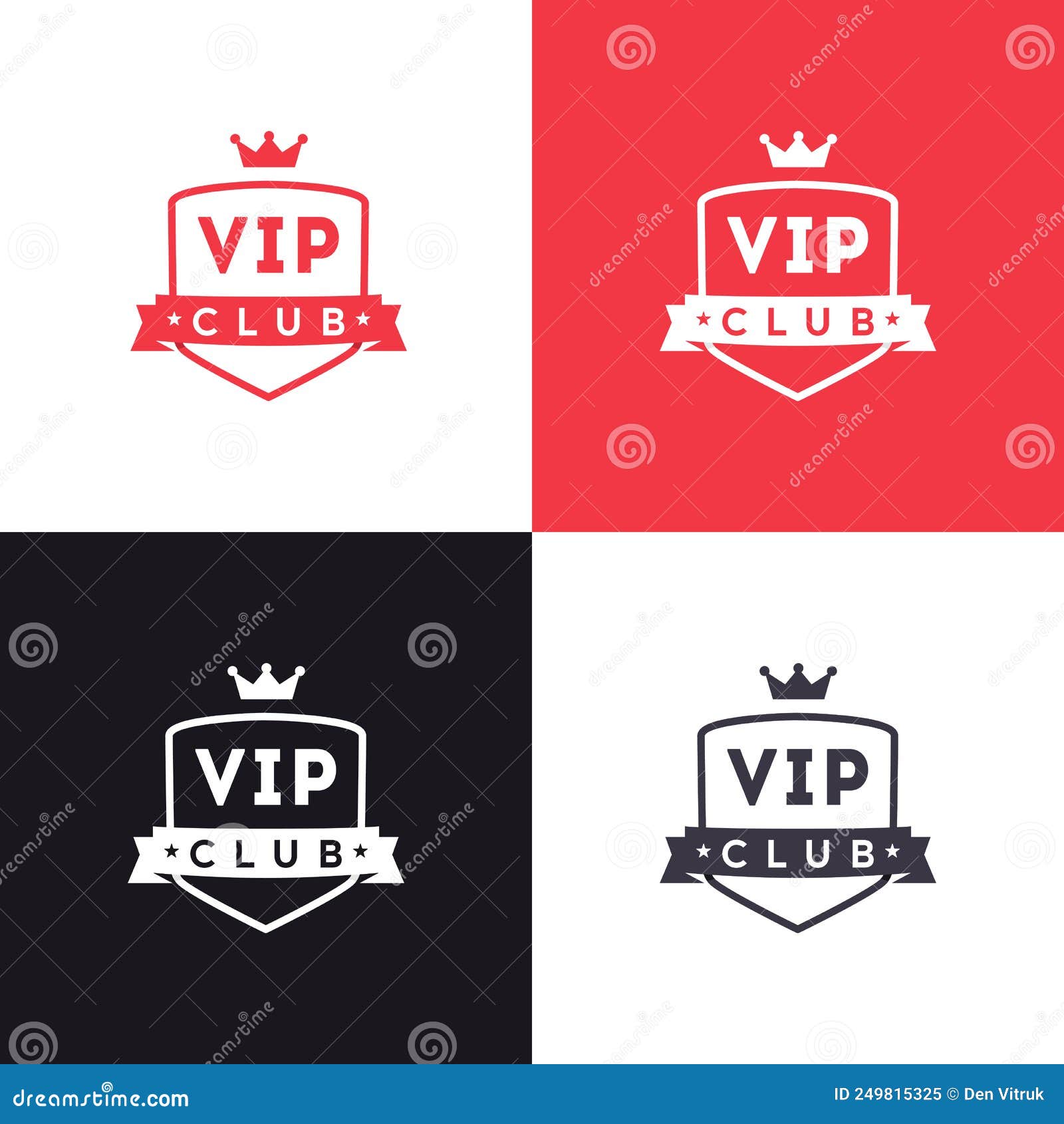 Vip Club Exclusive Member Logo with Crown and Ribbon Stock Vector ...