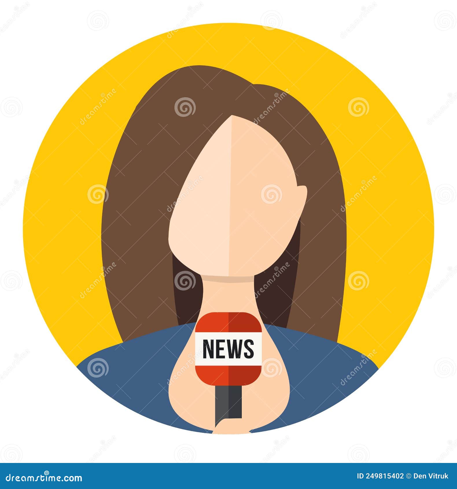 Female Journalist with Microphone Vector Icon in Circle Stock Vector ...
