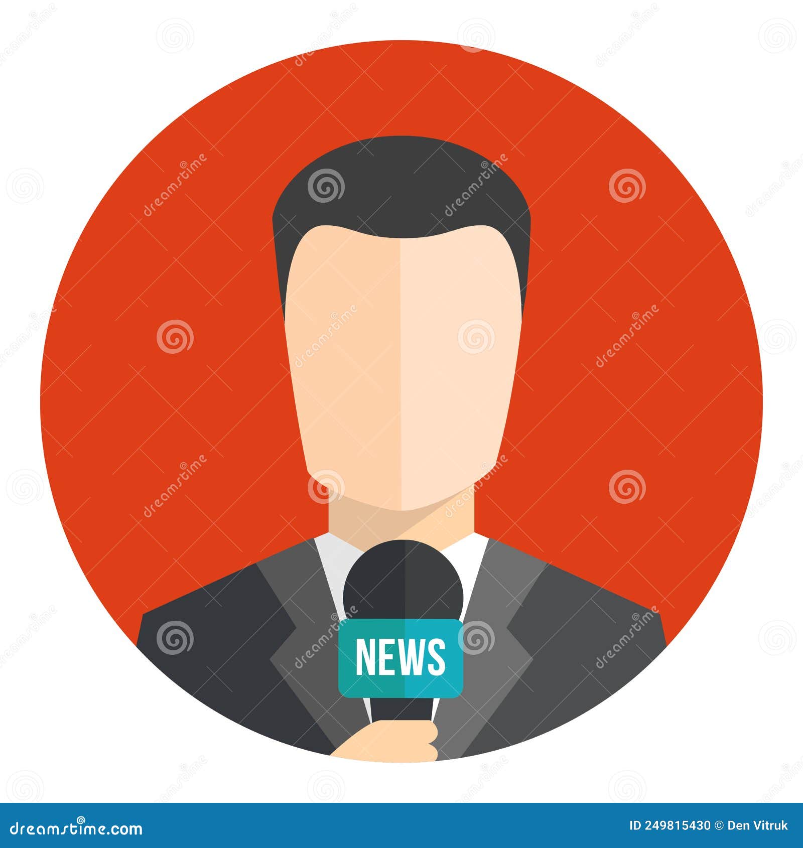 Man Newsreader with Microphone Vector Icon in Circle Stock Vector ...