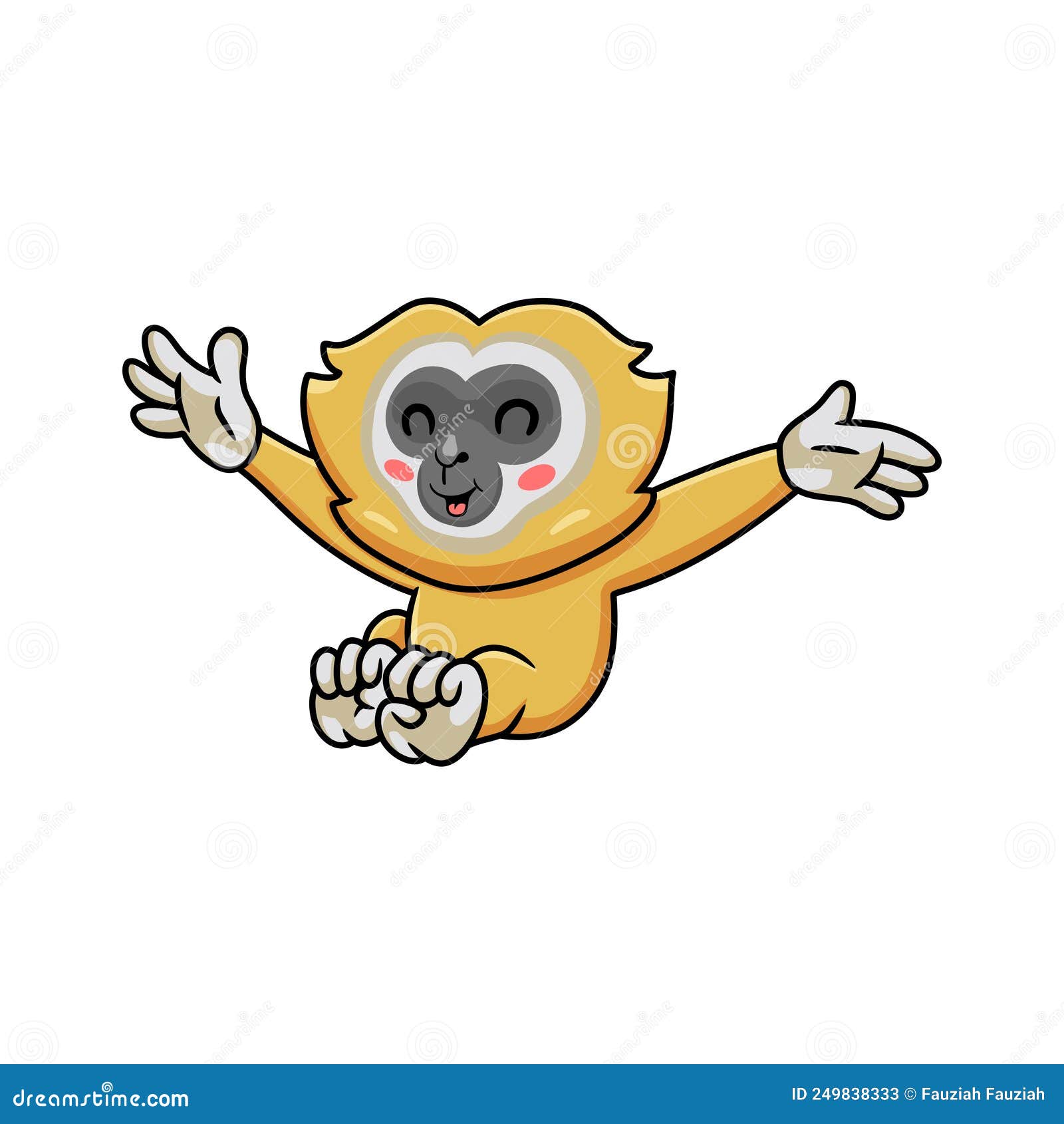 Cute Little Gibbon Cartoon Jumping Stock Vector - Illustration of funny ...