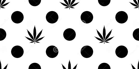 Weed Seamless Pattern Marijuana Polka Dot Cannabis Leaf Vector Scarf ...