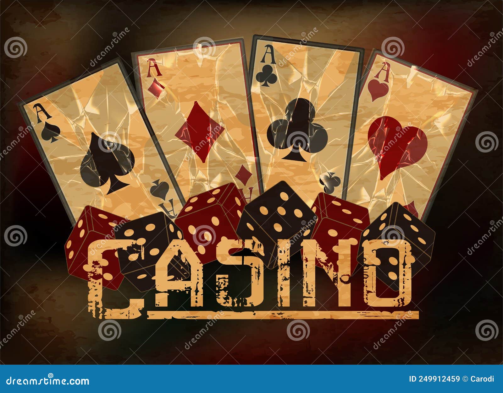Casino Banner with Dice and Poker Cards Stock Vector - Illustration of ...