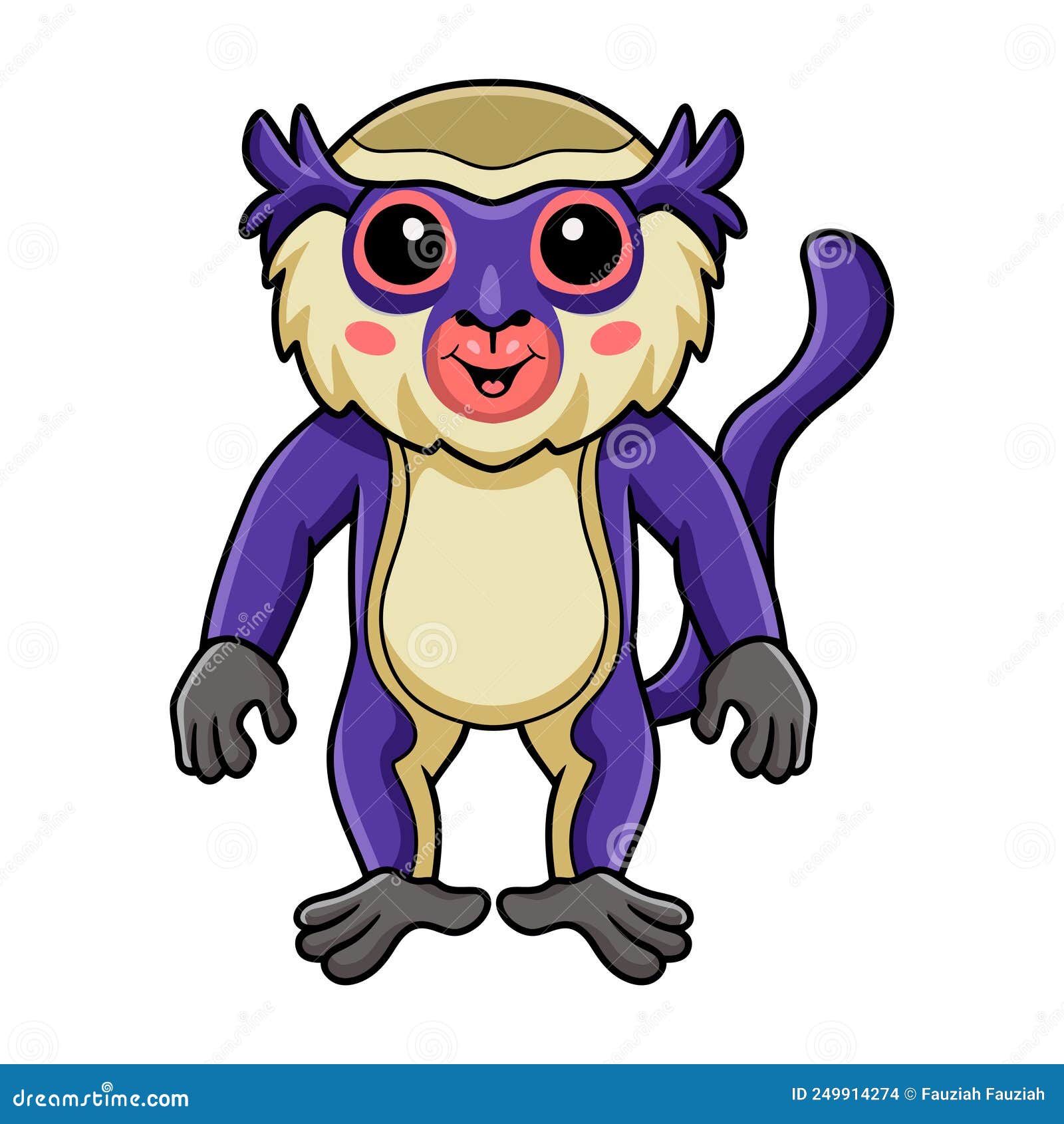 Cute Mona Monkey Cartoon Standing Stock Vector - Illustration of child ...