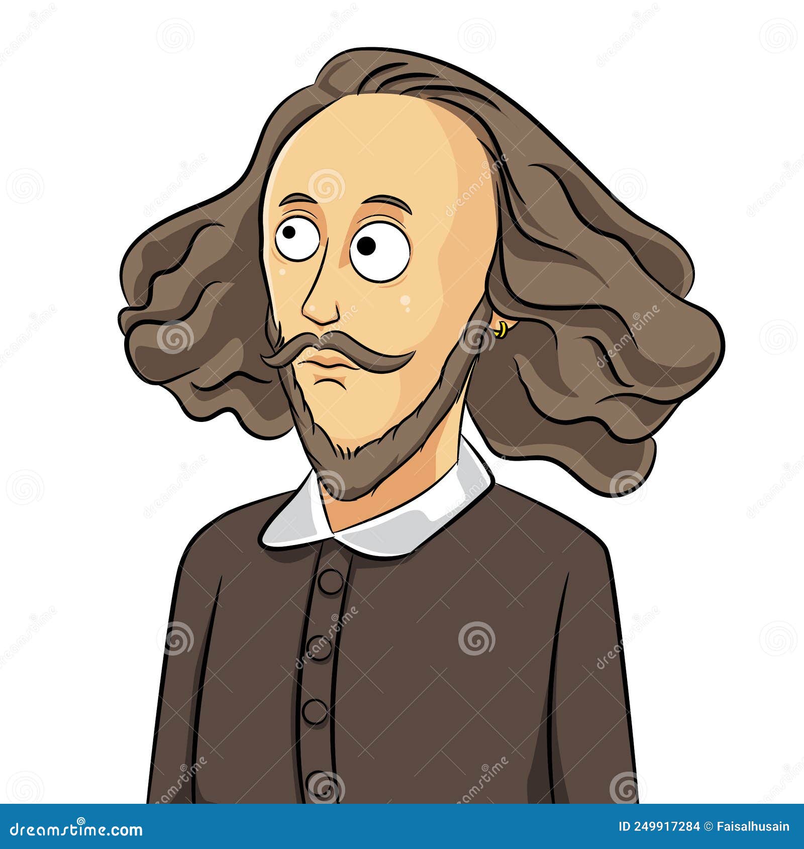 William Shakespeare Cute Cartoon Carracter Editorial Stock Image ...