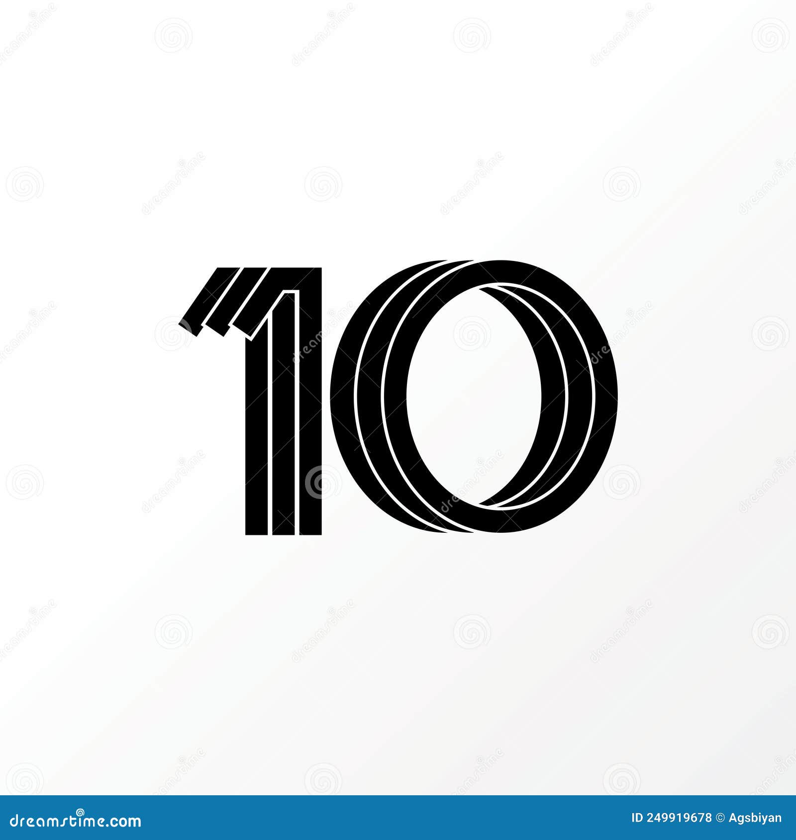 Simple and Unique Word or Number 10 Font with 3 Parts Cut and 3D Image ...