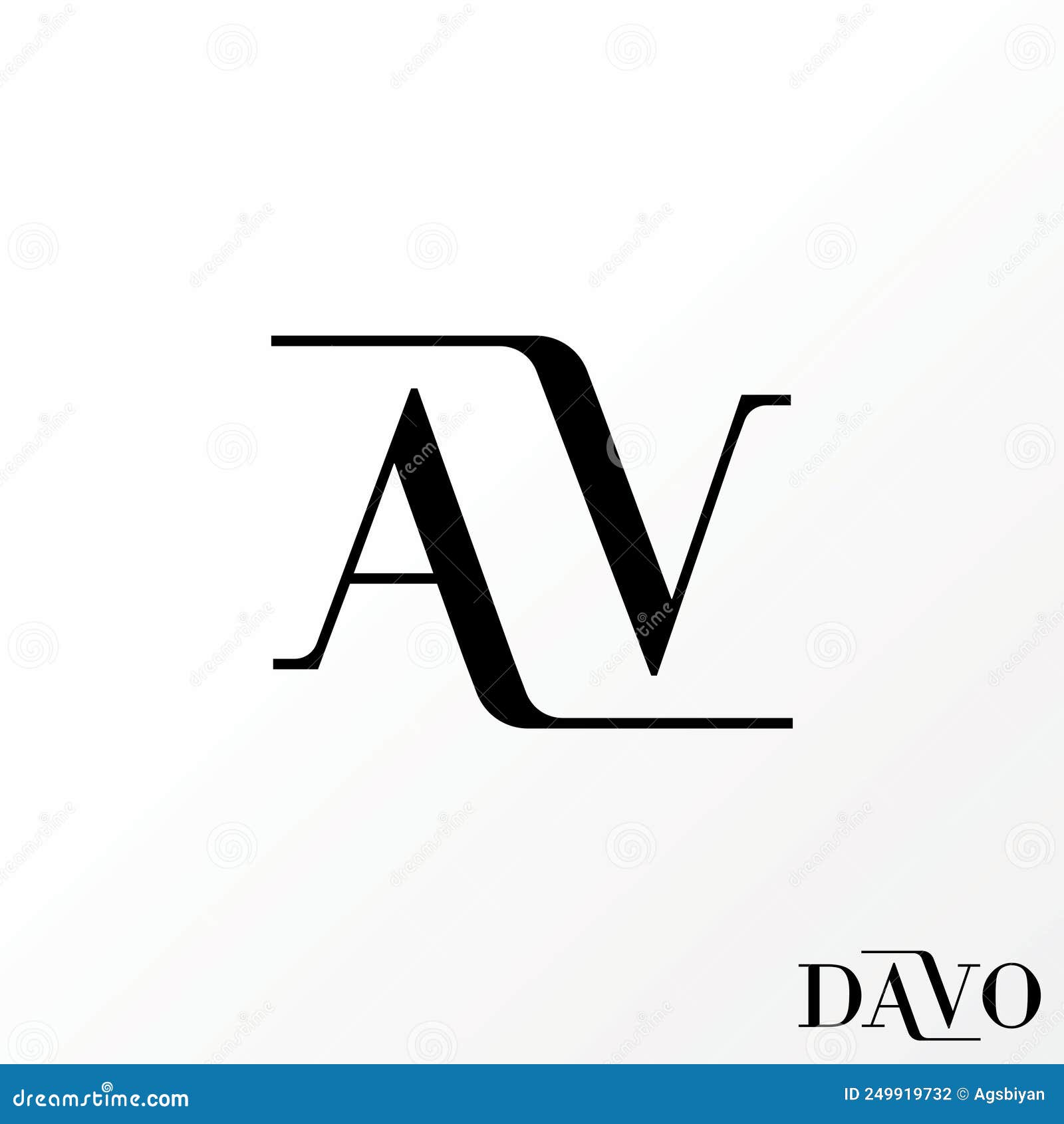 Simple and Unique Letter or Word AV Serif Font Line Flip or Backwards ...