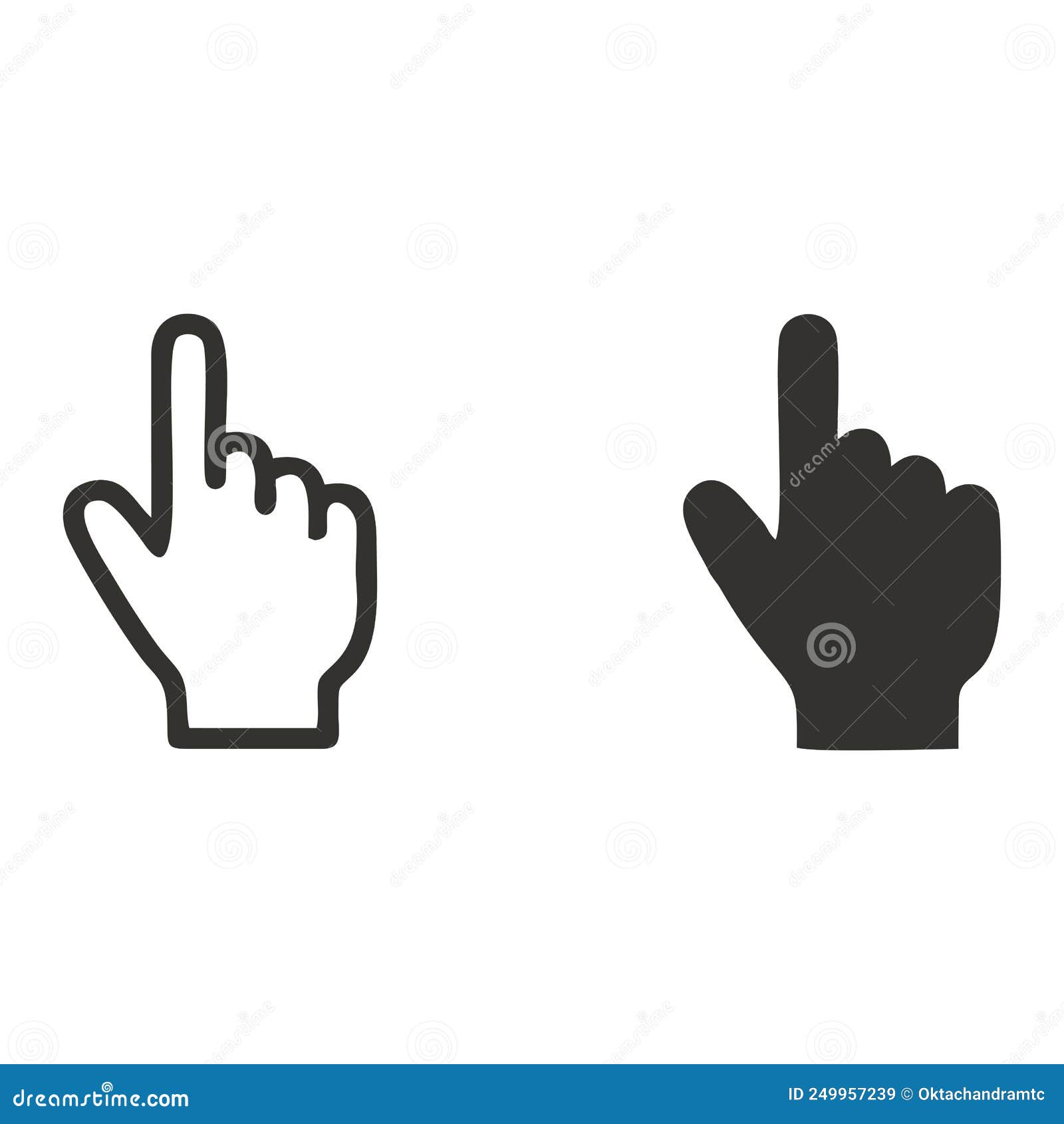 Collection of Hand Shaped Pointer Templates in Black and White. Pointer ...