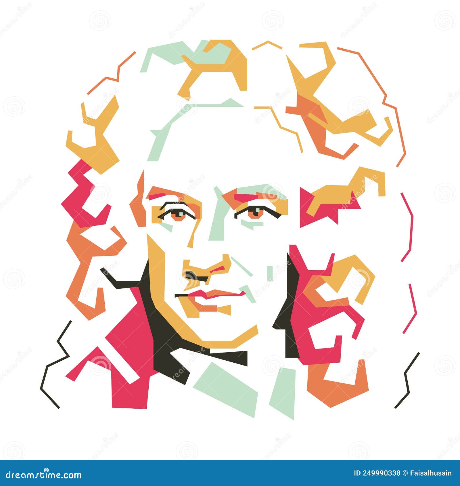 Isaac Newton Line Art Style Portrait. Vector | CartoonDealer.com #233357680