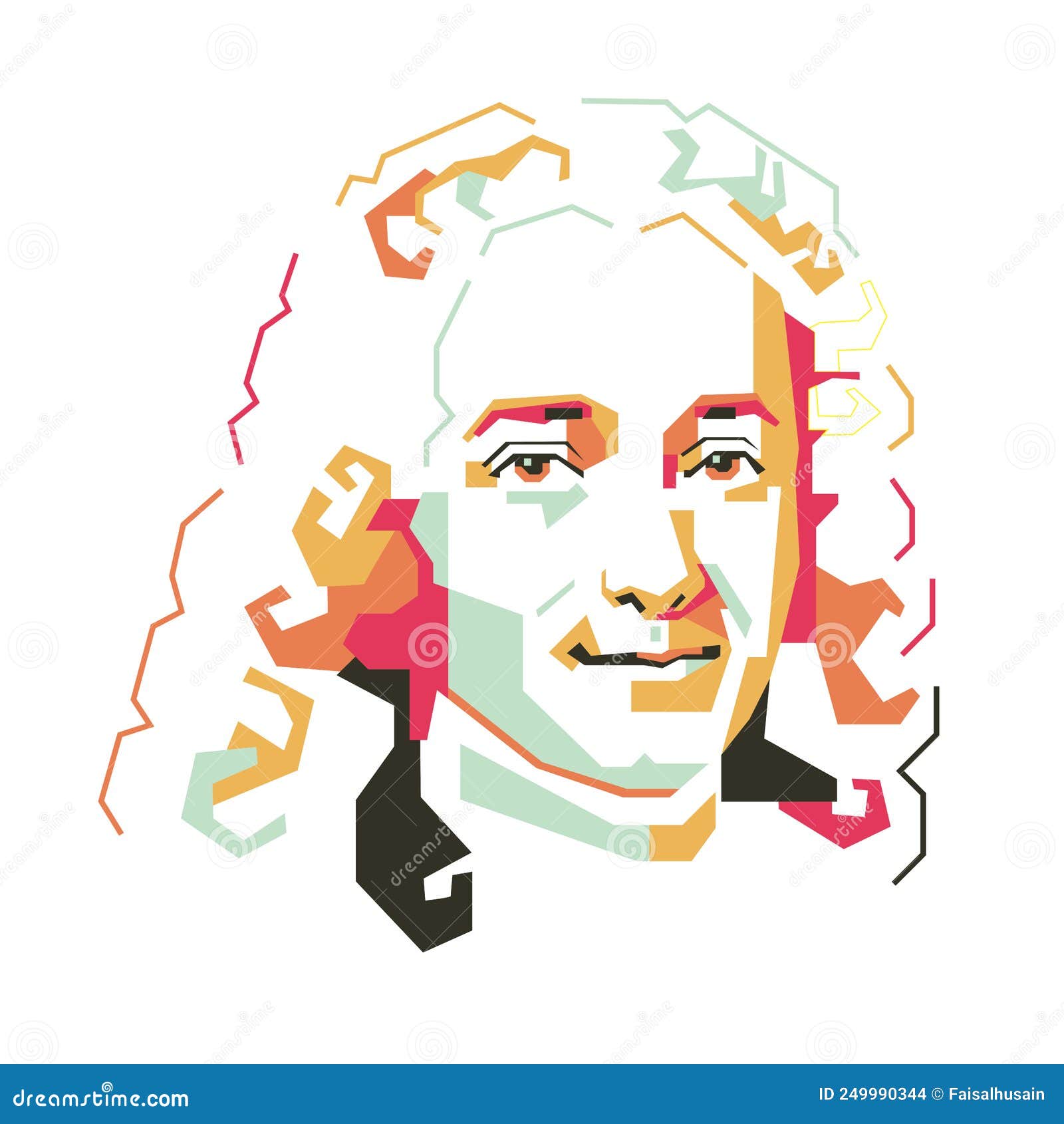 Portrait Of Voltaire. Digital Pointillism. Voltaire`s Plaster Head In ...