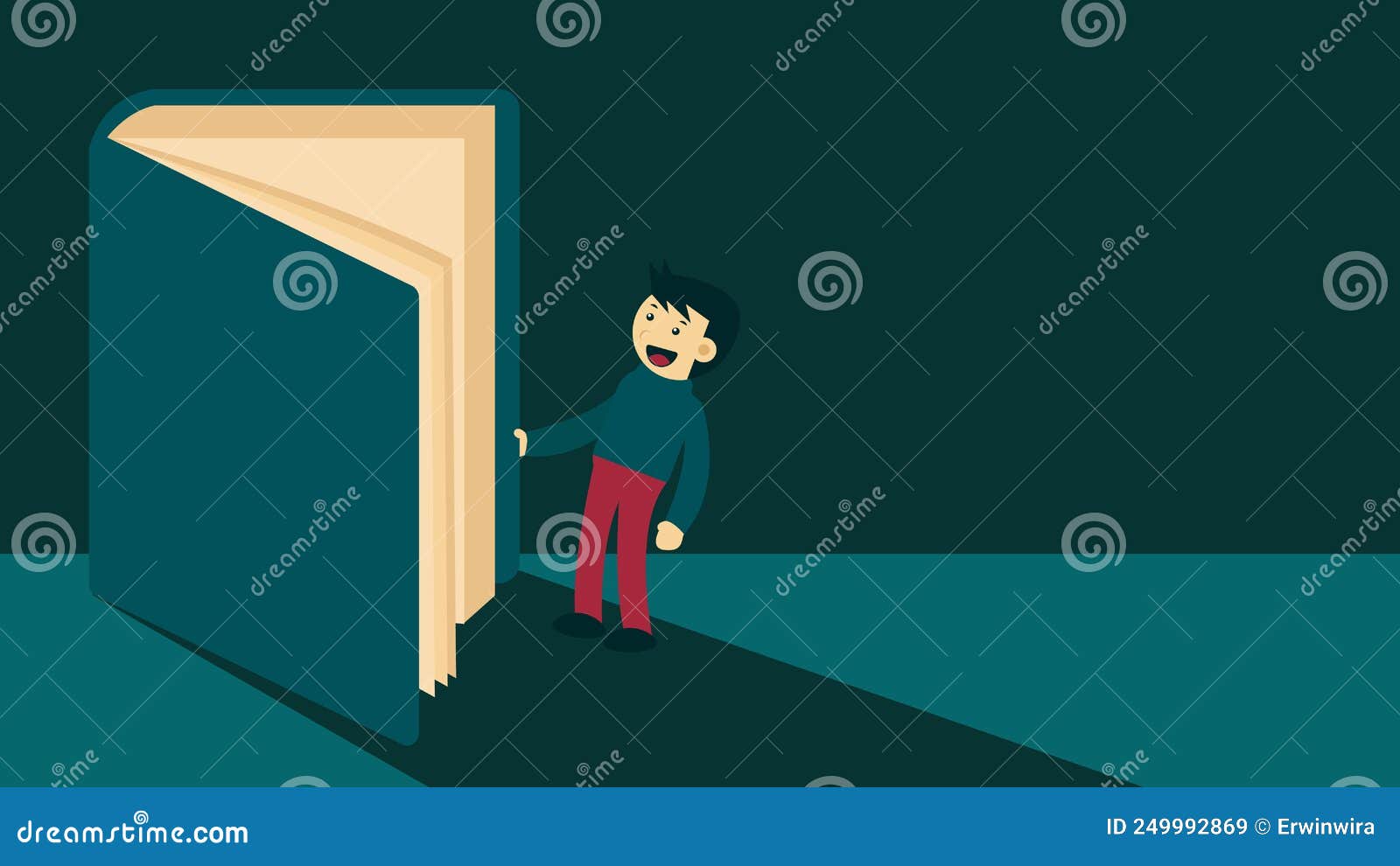 Illustration Vector Graphic Male Cartoon Character Open Giant Books To ...