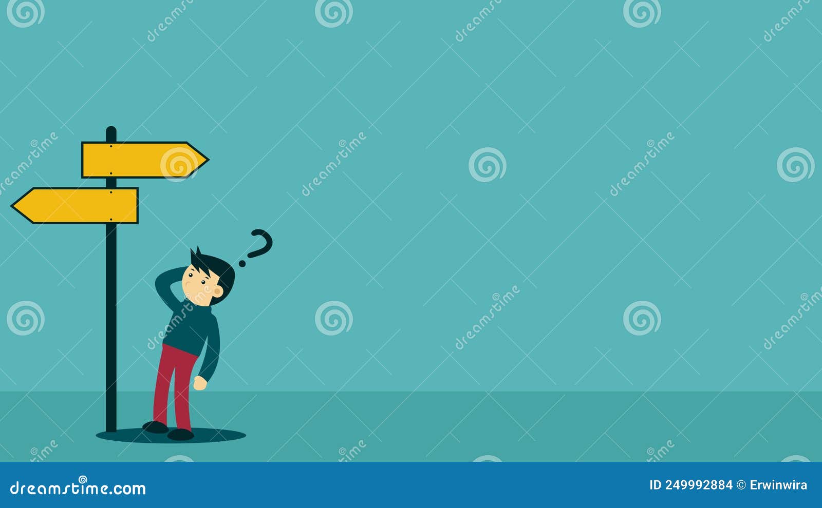 Male Character Looks Confuse To Make Decision In Front Of 2 Way Of ...