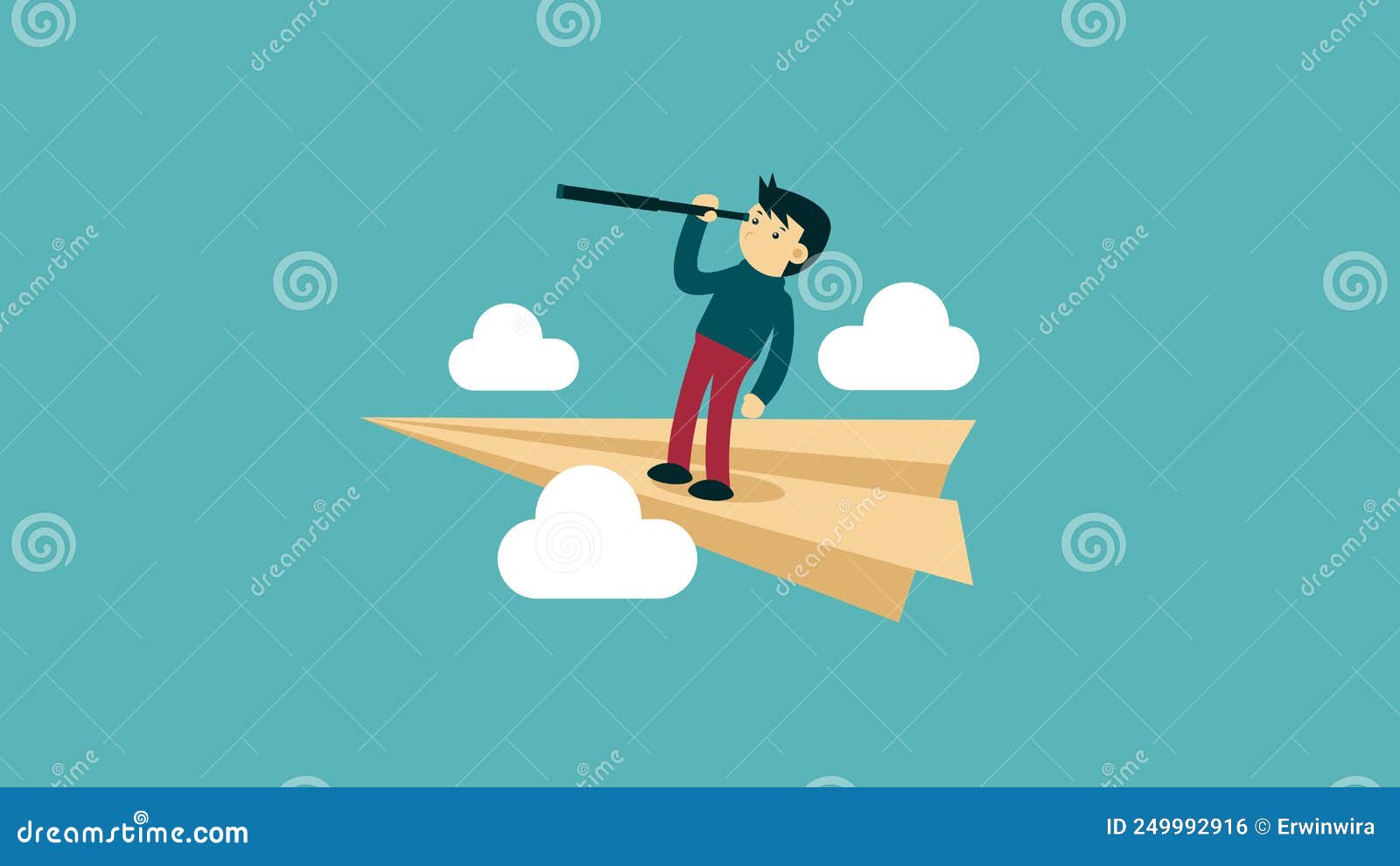 Illustration Vector Graphic Male Cartoon Character Flying in a Paper ...