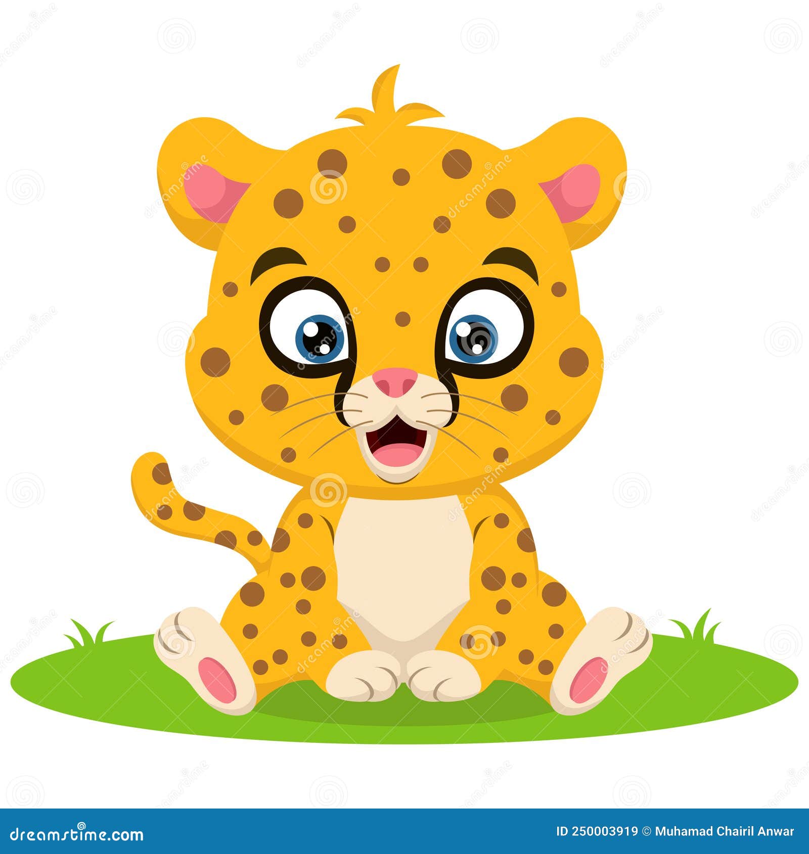 Cute Little Leopard Cartoon Sitting in the Grass Stock Vector ...