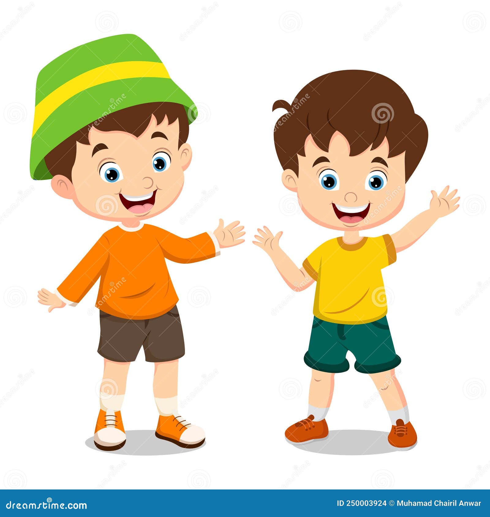 Cute Children Cartoon Waving Hand Stock Vector - Illustration of ...