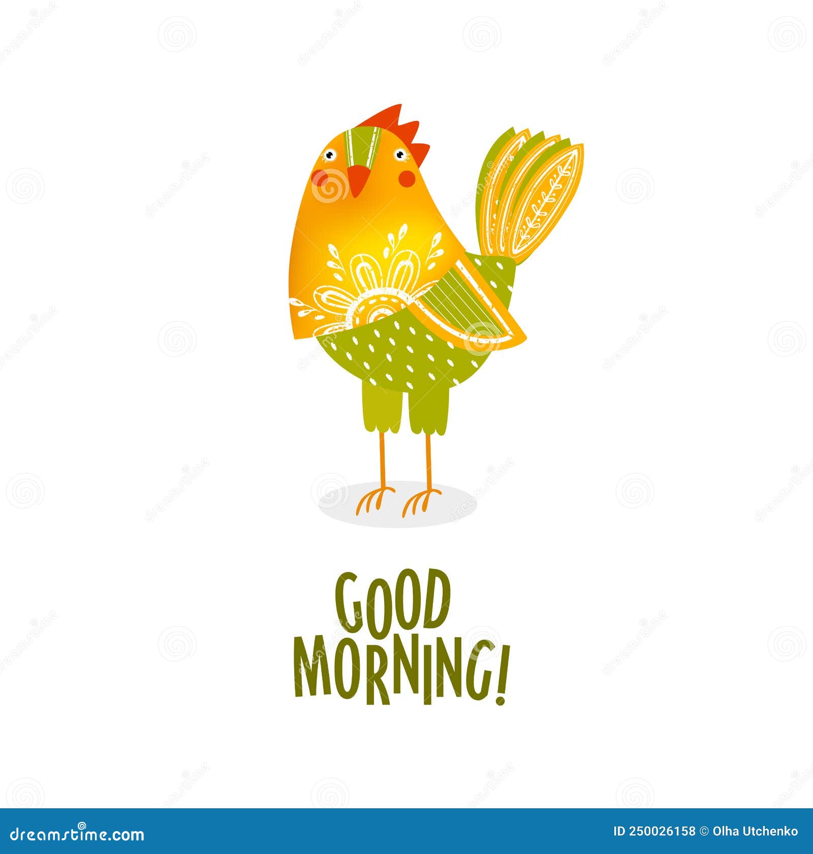 Print. Vector Illustration of a Rooster Saying Good Morning. Stock ...