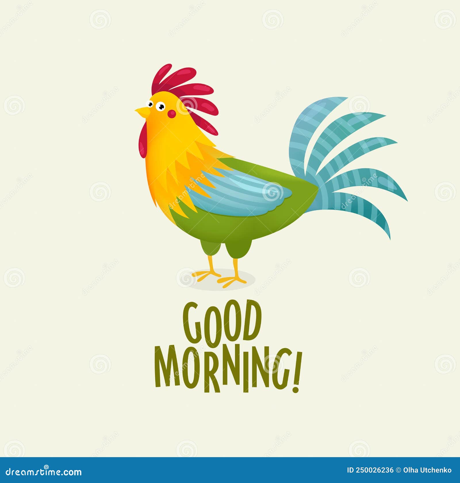 Print. Vector Illustration of a Rooster Saying Good Morning. Stock ...