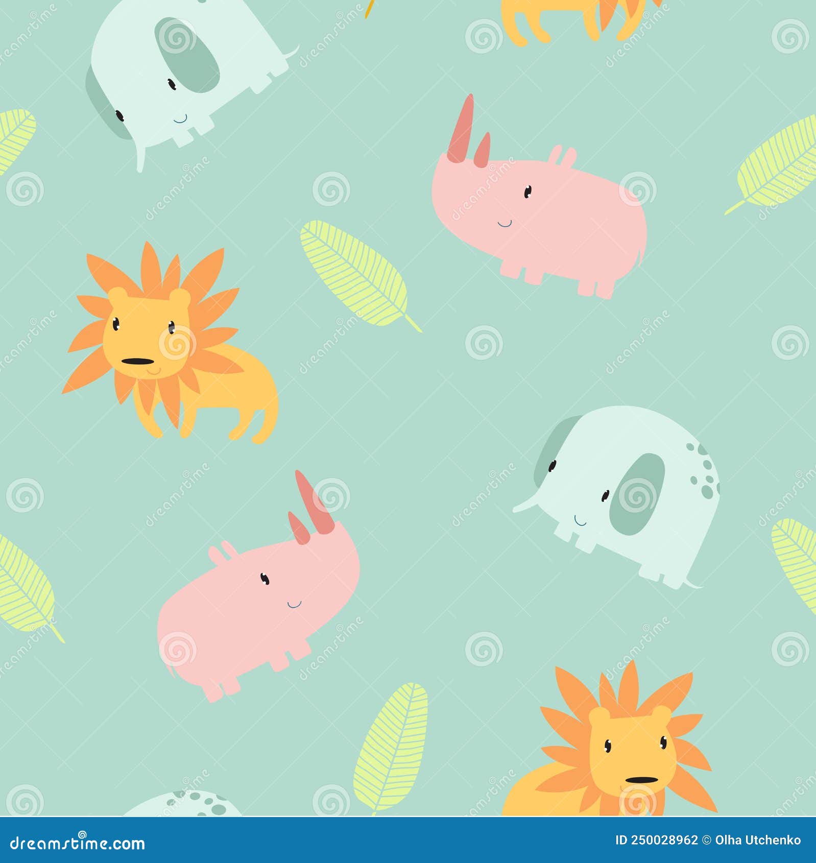 Print. Cute Safari Animals Seamless Pattern. Stock Vector ...