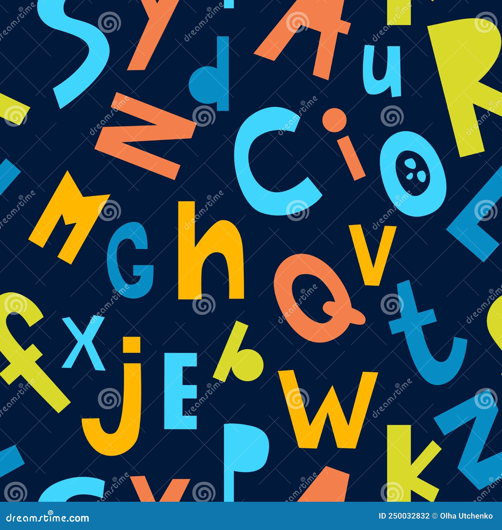 Print. Bright Seamless Font Background. English Alphabet. Pattern With ...