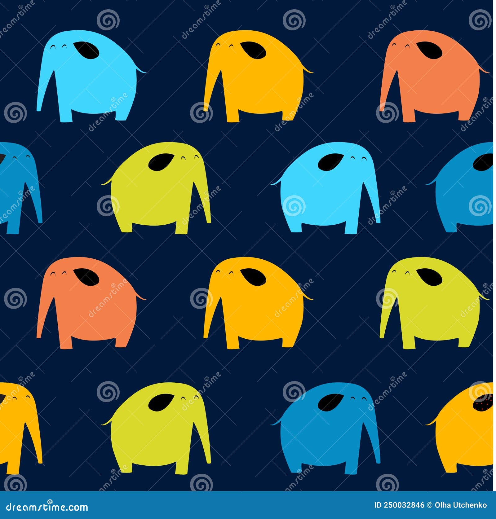 Print. Seamless Pattern with Colored Elephants. African Elephant. a ...