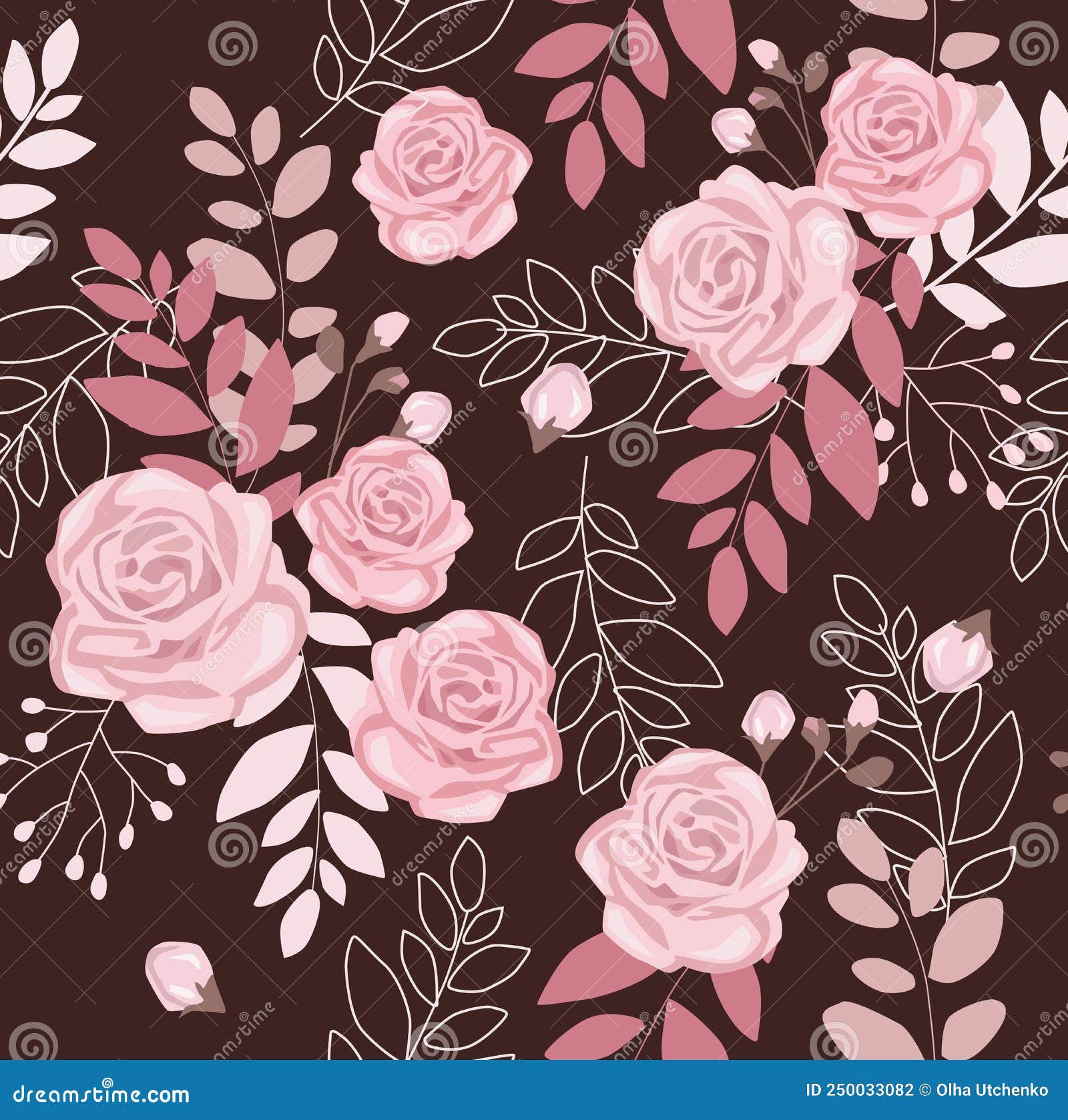Print. Vector Seamless Background with Roses. Botanical Pattern ...