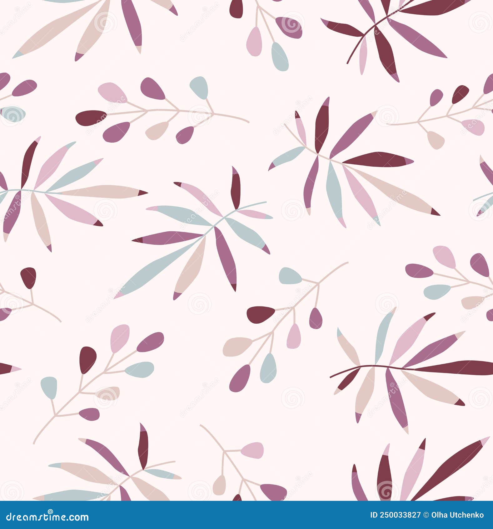 Print. Violet Vector Seamless Background Wth Foliage and Berries. Palm ...