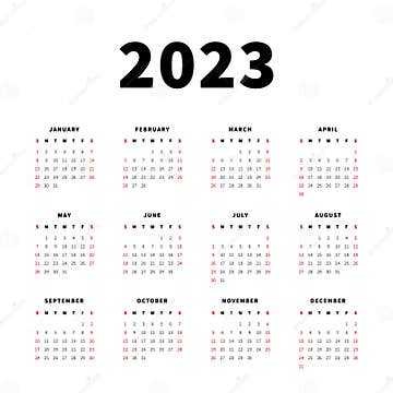 Simple Black 2023 Calendar Vector Design Stock Vector - Illustration of ...