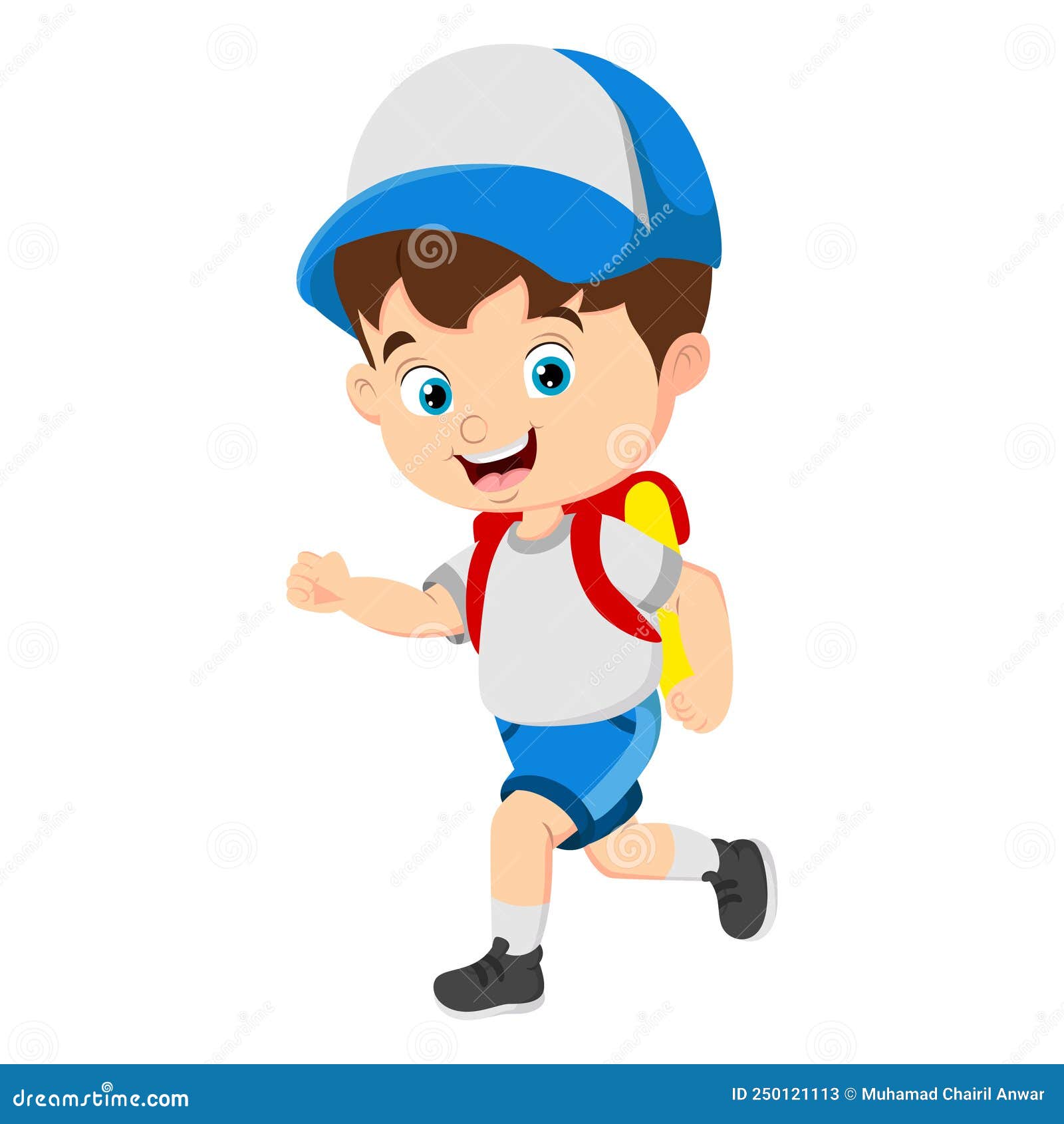 Cartoon Little School Boy Running Stock Vector - Illustration of ...