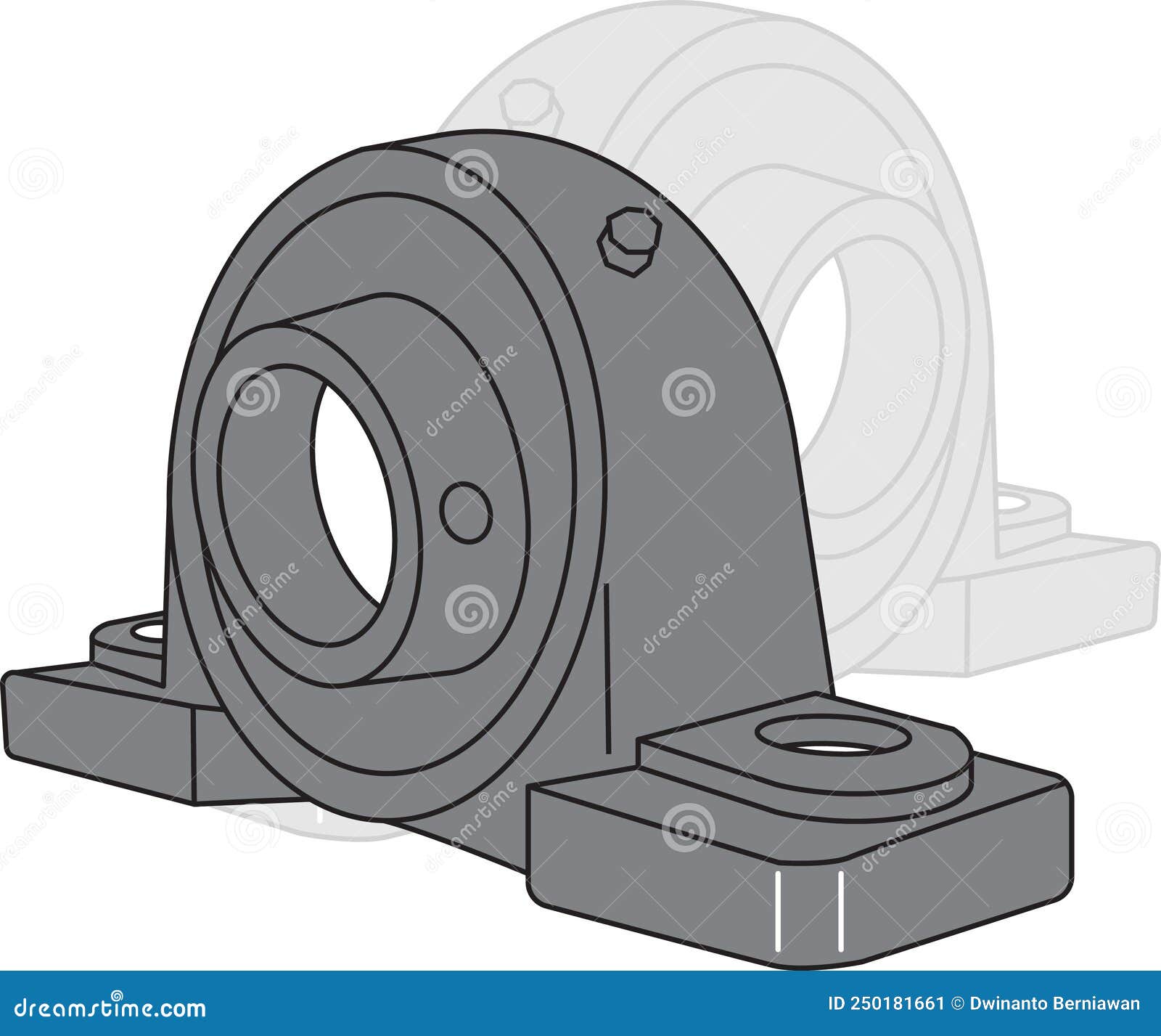 Plummer Block Bearing. Without Outline And Colored. Cartoon Vector ...