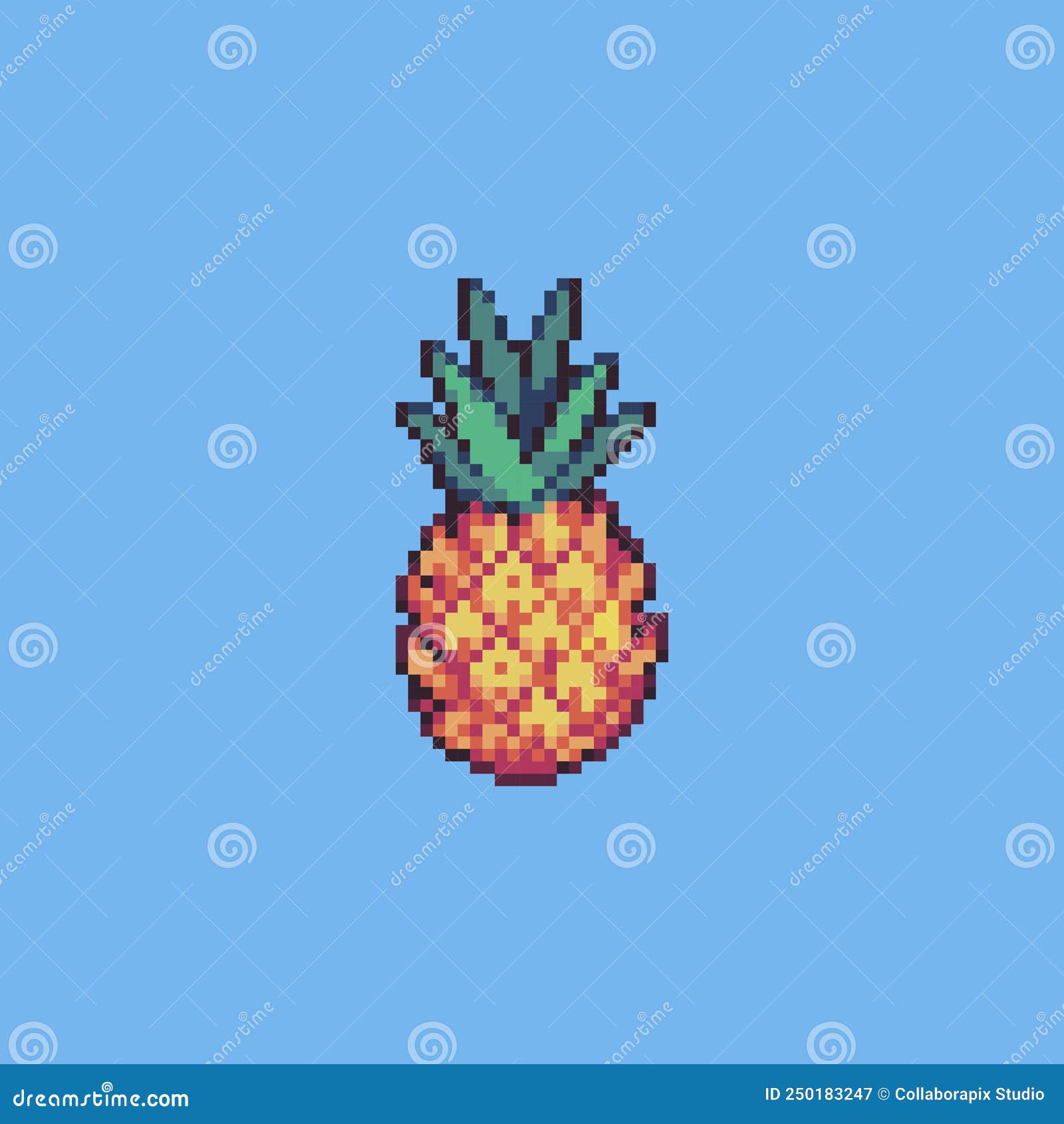 Pineapple Pixel Art 8 Bit Video Game Fruit Icon Cartoon Vector ...