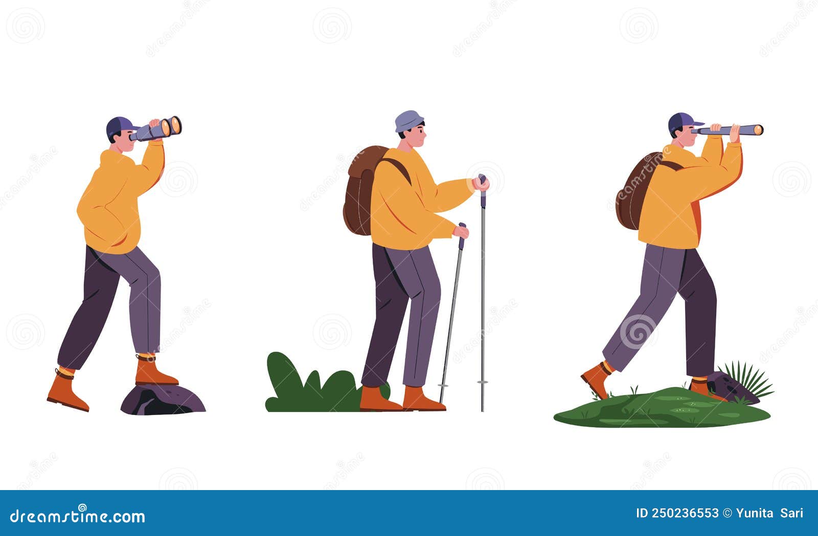Man Backpacker Travel Adventure Concept. Stock Illustration ...