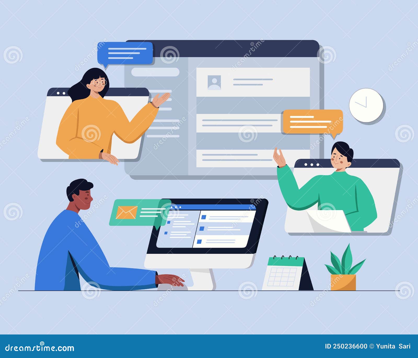 Group People Connecting Online Stock Vector - Illustration of group ...