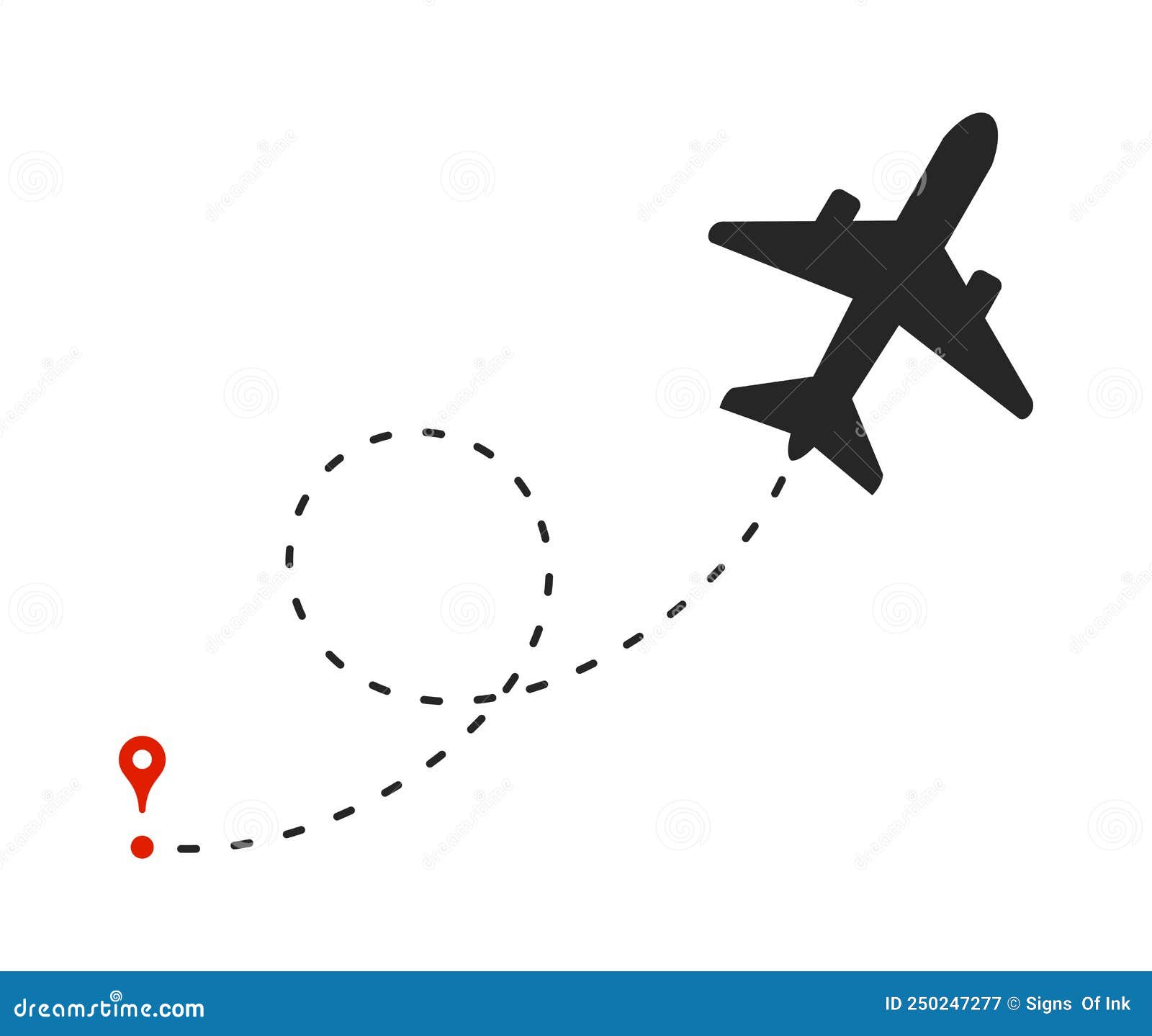 Plane Travel Route Symbol Dotted Line Path Stock Vector - Illustration ...