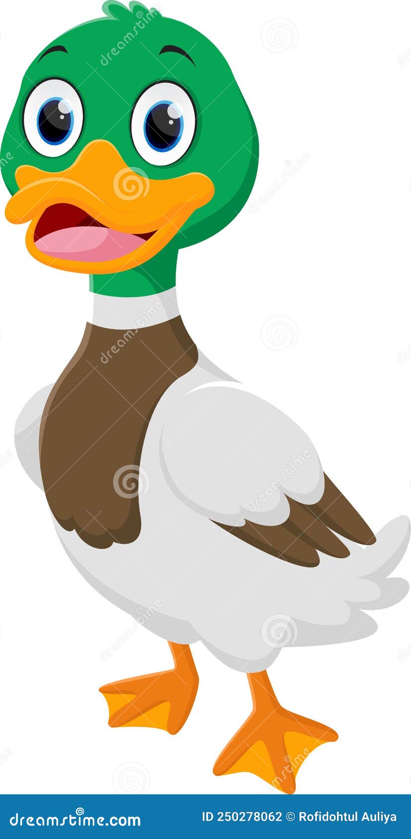 Happy Duck Cartoon Standing Stock Vector - Illustration of walking ...